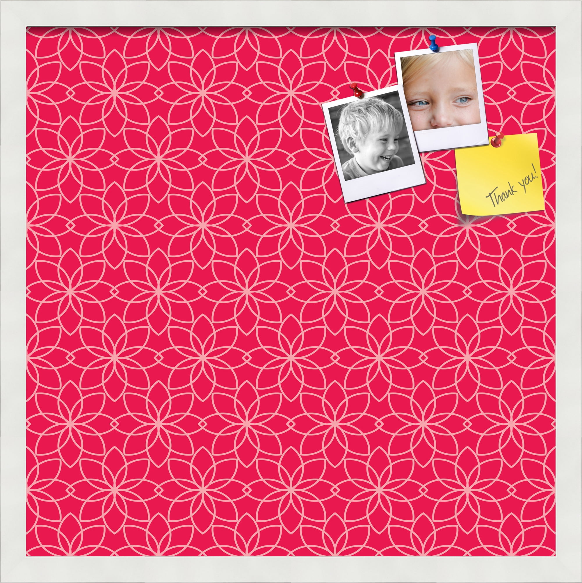 PinPix 20x20 Custom Cork Bulletin Board Floral Hot Pink Poster Board ...