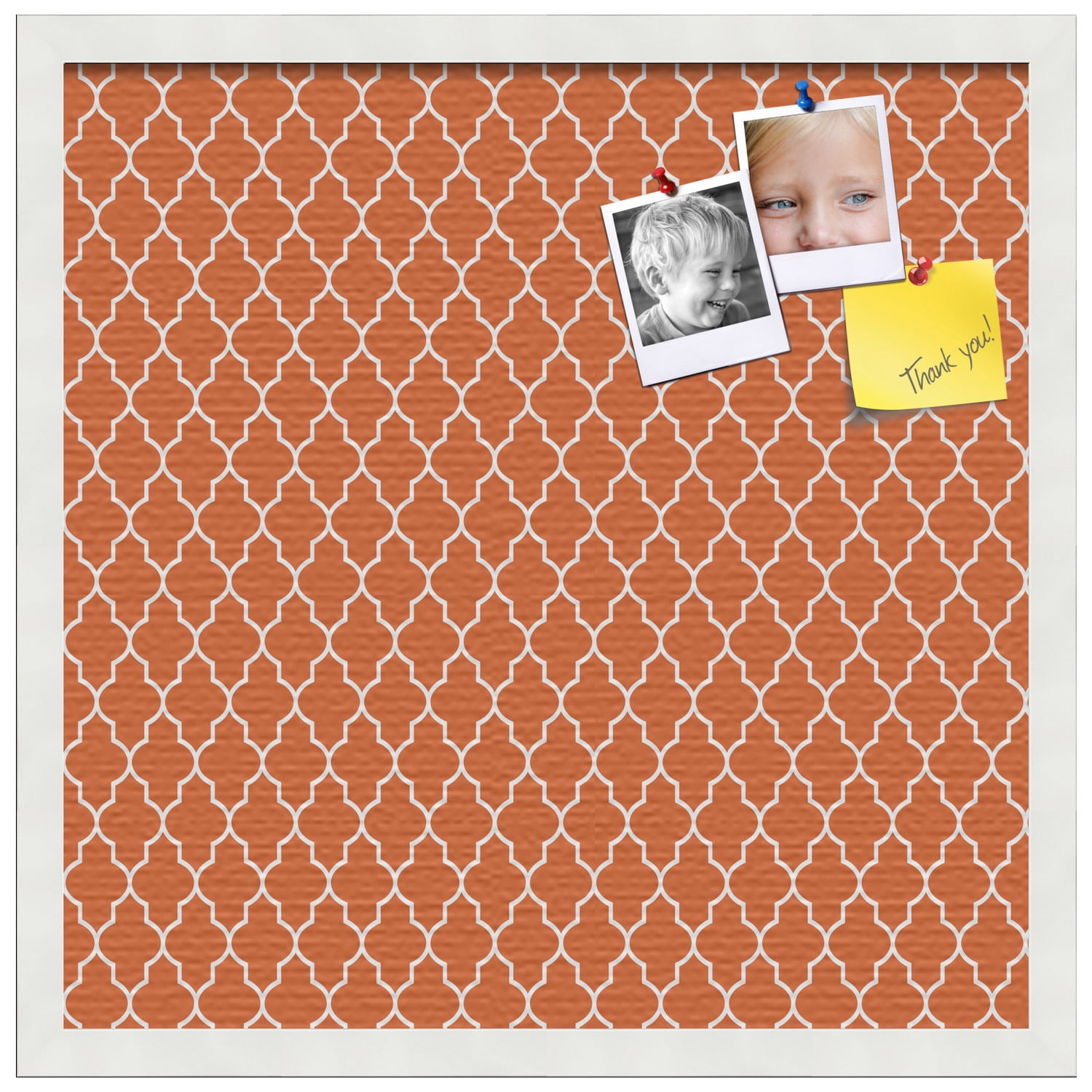 PinPix 20x20 Custom Cork Bulletin Board Quarterfoil Orange Poster Board ...