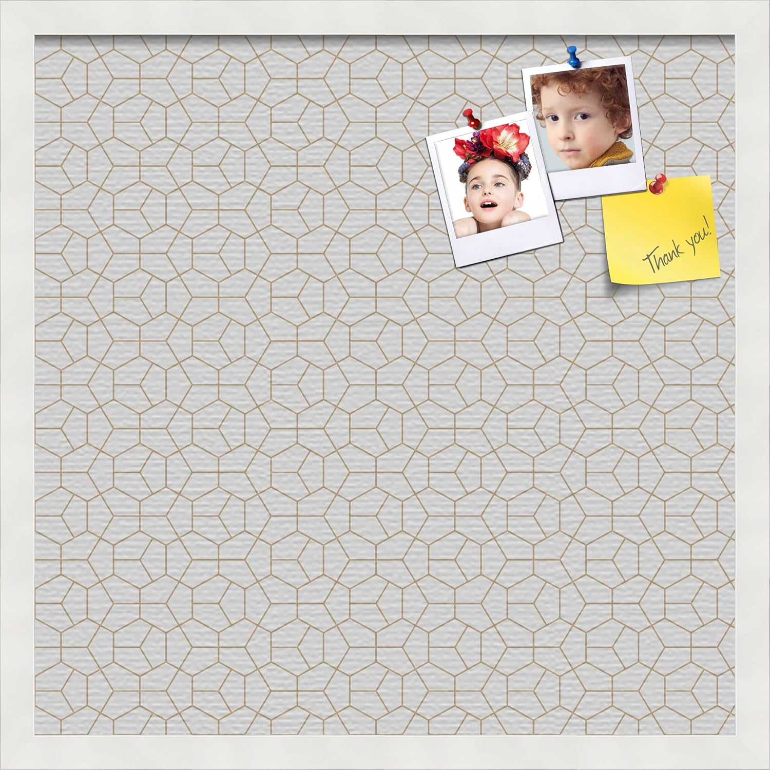 PinPix 20x20 inch Cork Bulletin Board. This Decorative Framed Pin Board ...