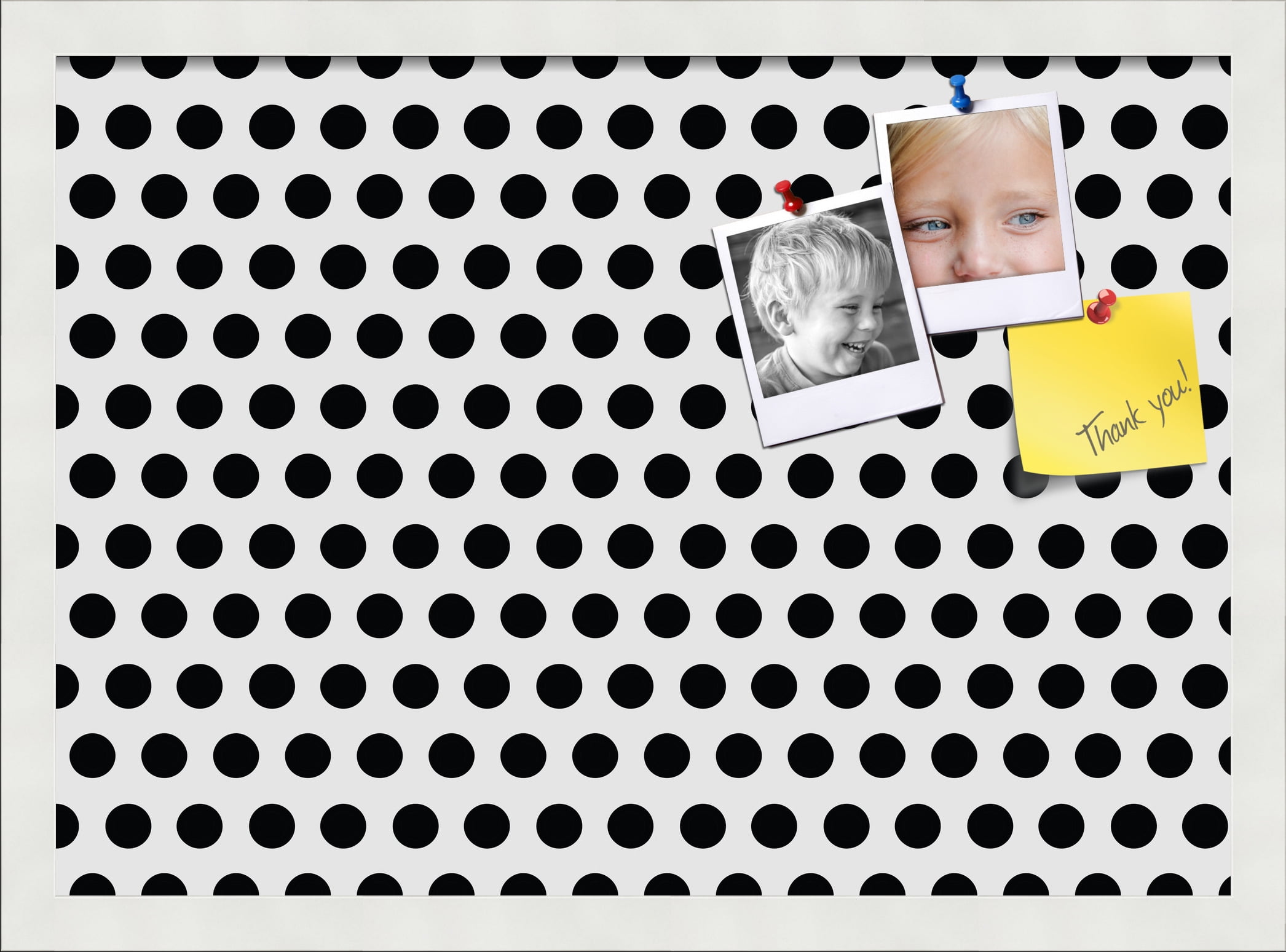 PinPix 21x15 Custom Cork Bulletin Board Black Polka Dot Poster Board ...