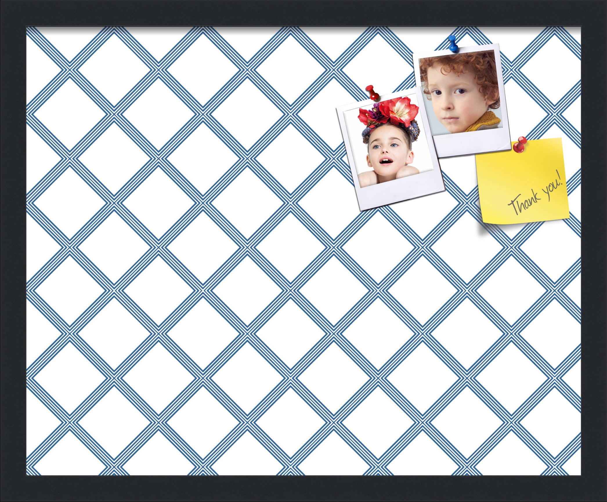 PinPix 21x17 Custom Cork Bulletin Board Diamond Modern Pattern Navy ...