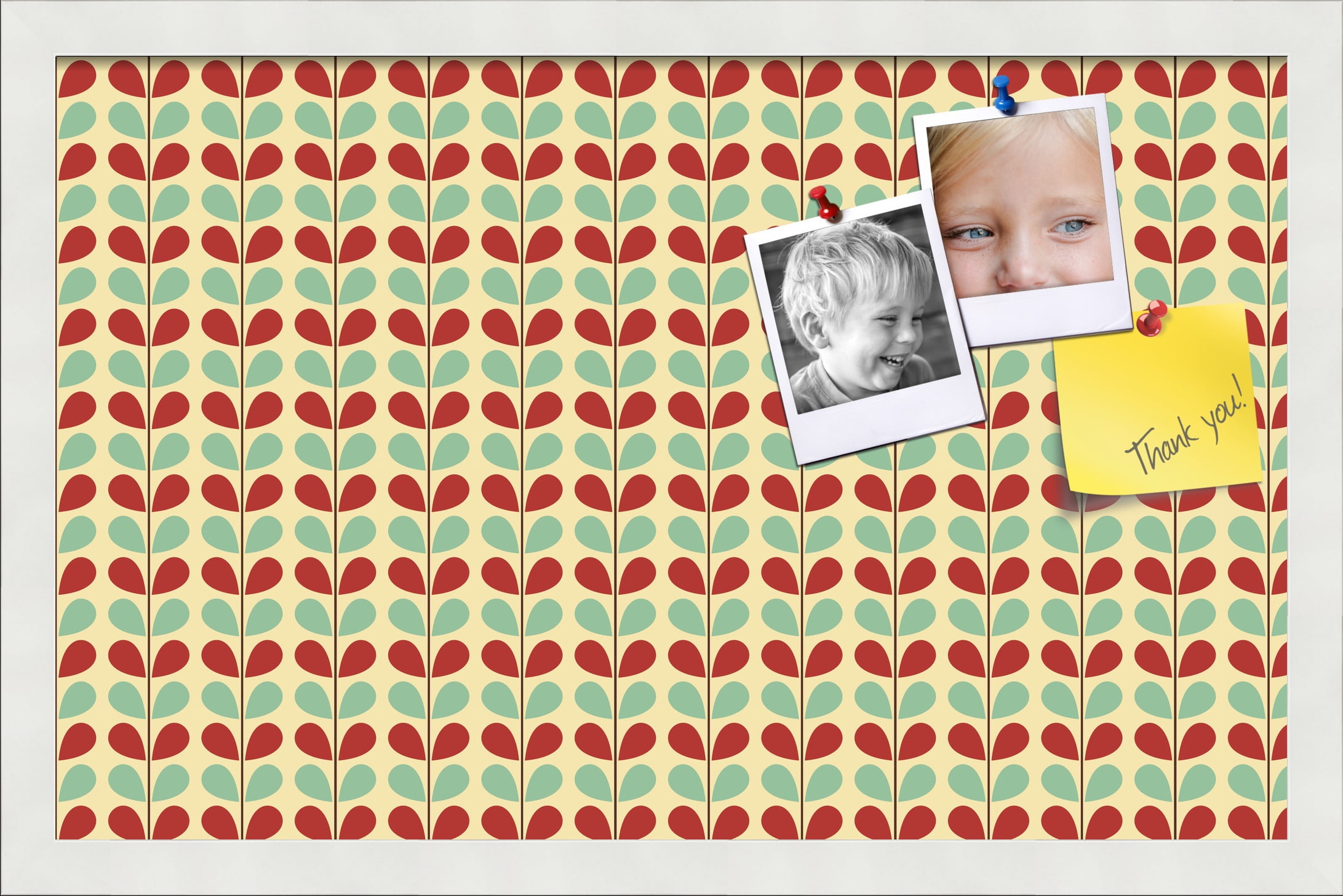 PinPix 22x14 Custom Cork Bulletin Board Blue And Red Leaves Poster ...