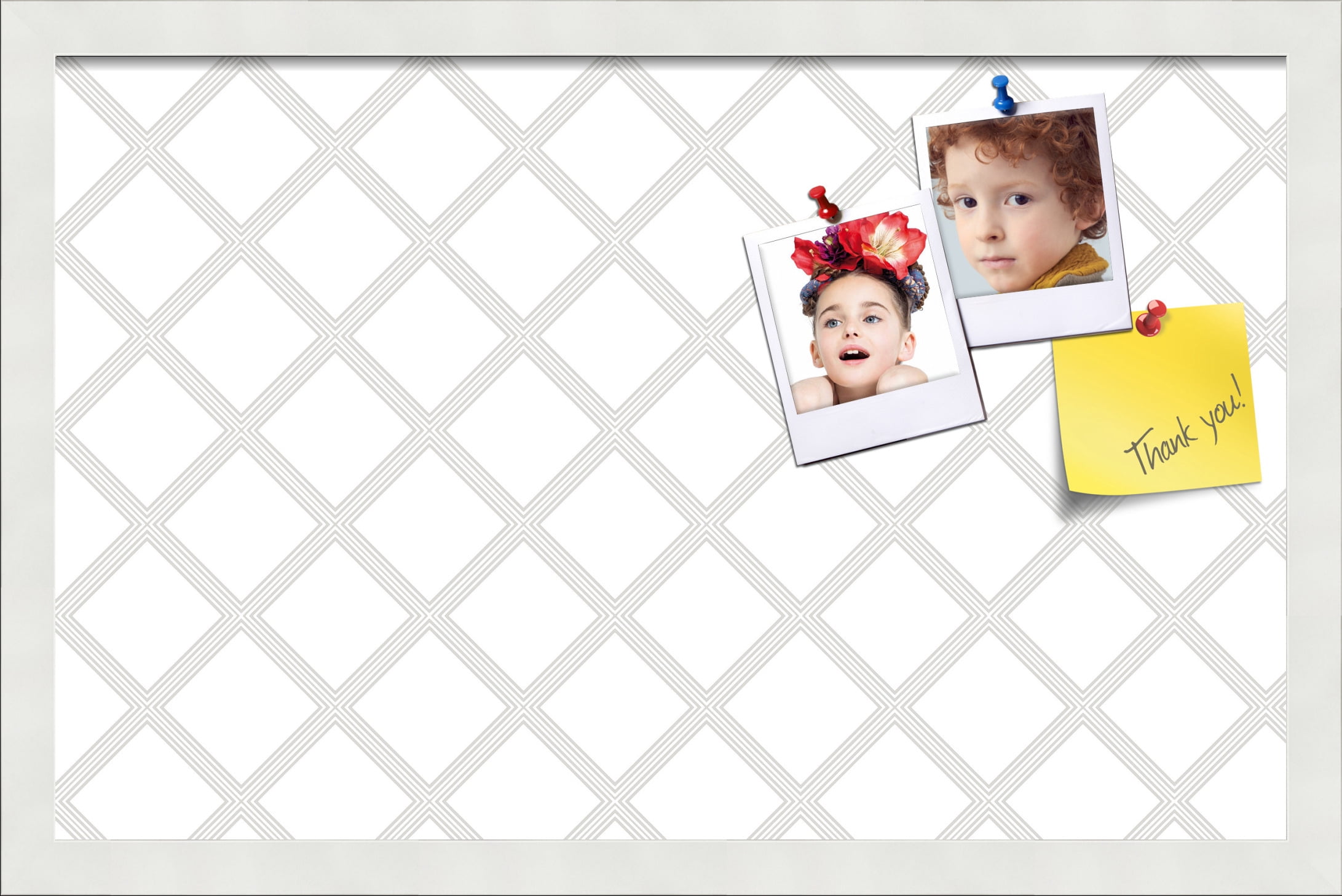 PinPix 22x14 Custom Cork Bulletin Board Diamond Modern Pattern Grey ...