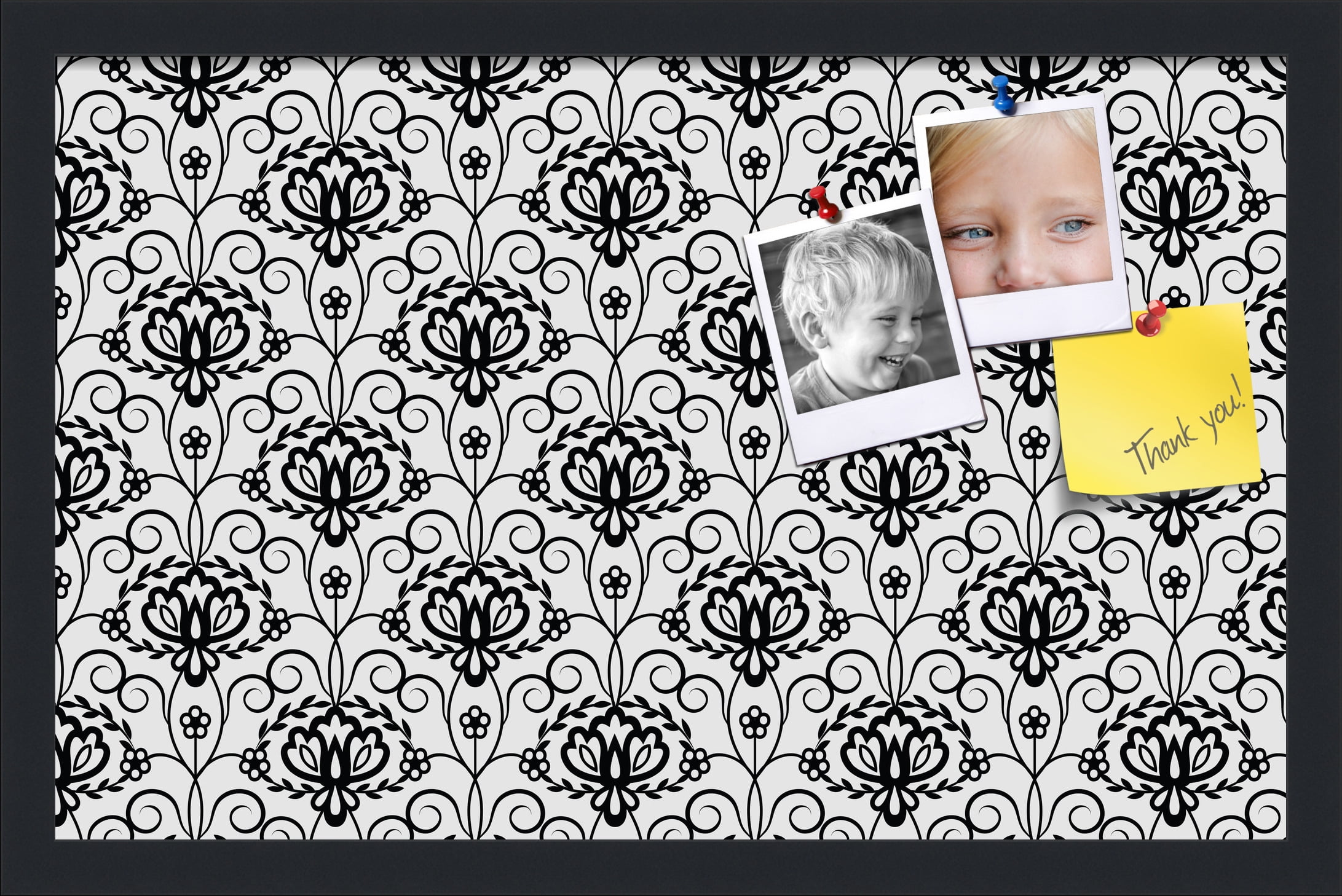 PinPix 22x14 Custom Cork Bulletin Board Grand Floral Motif Poster Board ...
