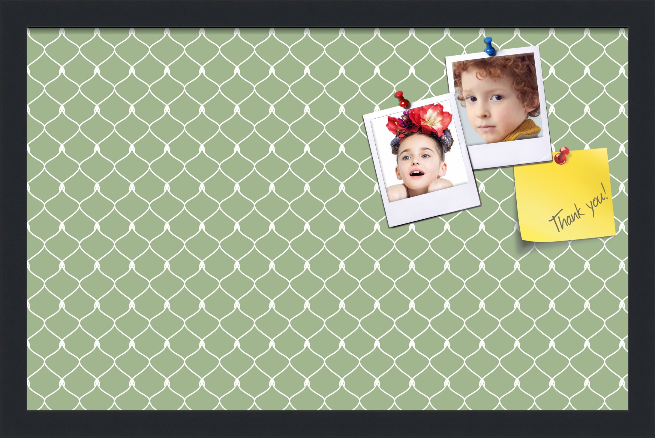 PinPix 22x14 Custom Cork Bulletin Board Green Chain Poster Board Has a ...
