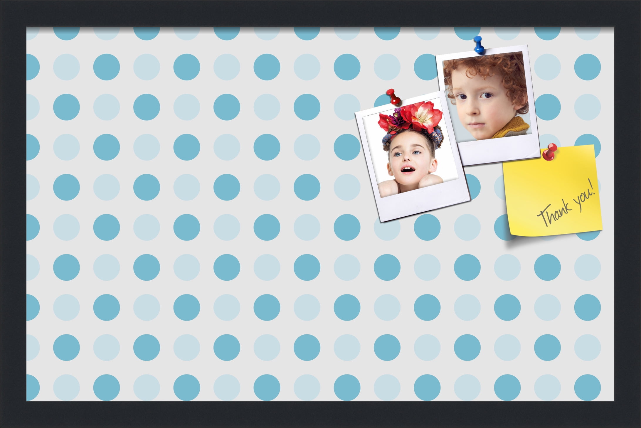 PinPix 22x14 Custom Cork Bulletin Board Light Blue Polka Dot Poster ...