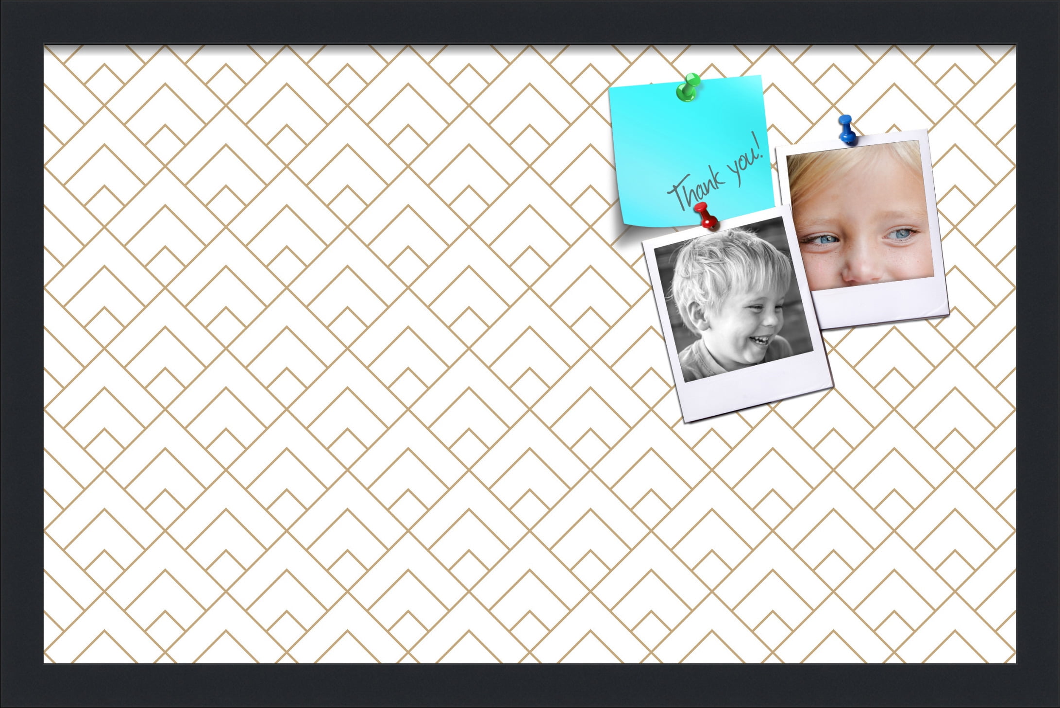 PinPix 22x14 Custom Cork Bulletin Board Peaks Modern Pattern White ...