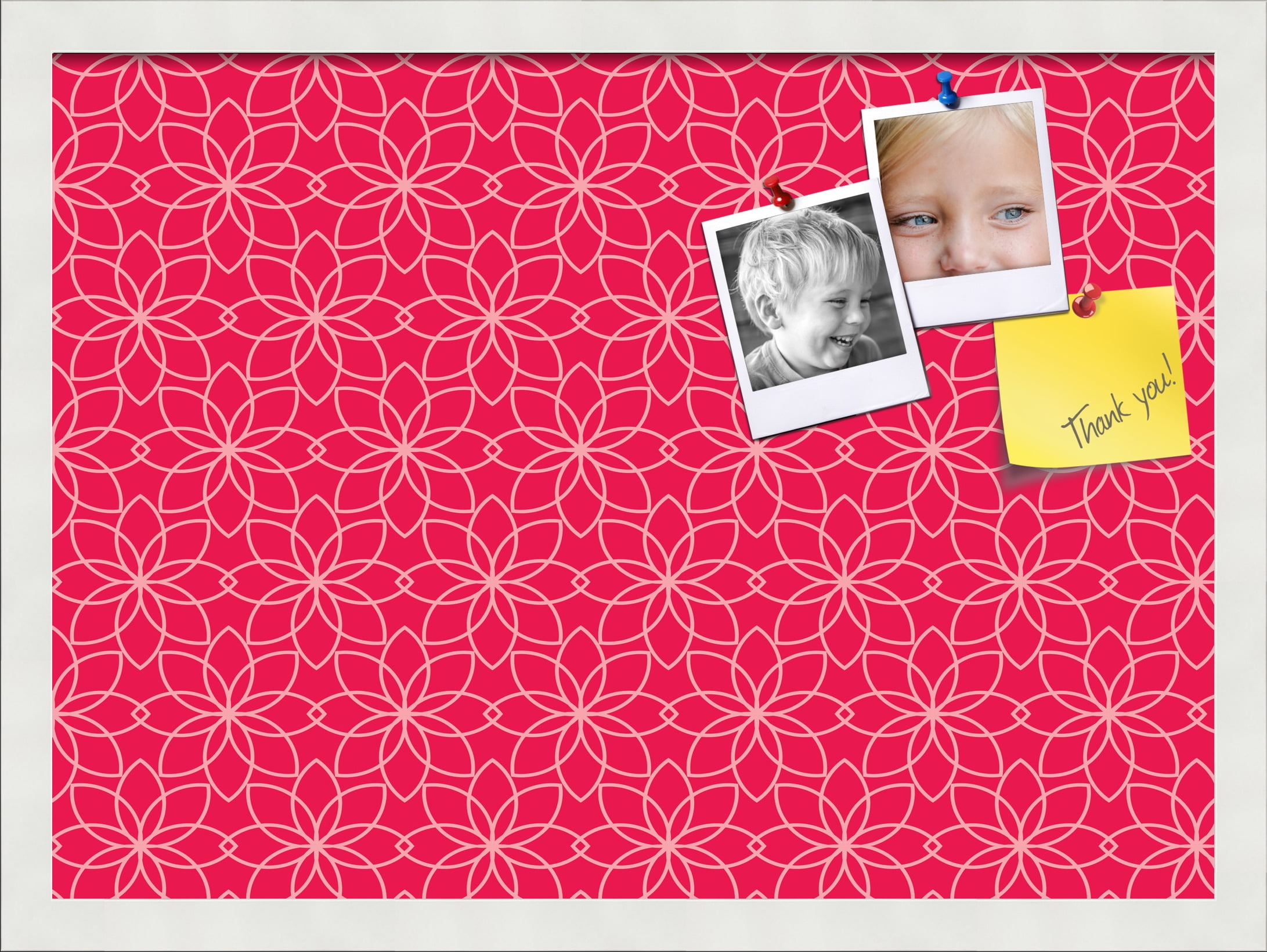 PinPix 22x16 Custom Cork Bulletin Board Floral Hot Pink Poster Board ...