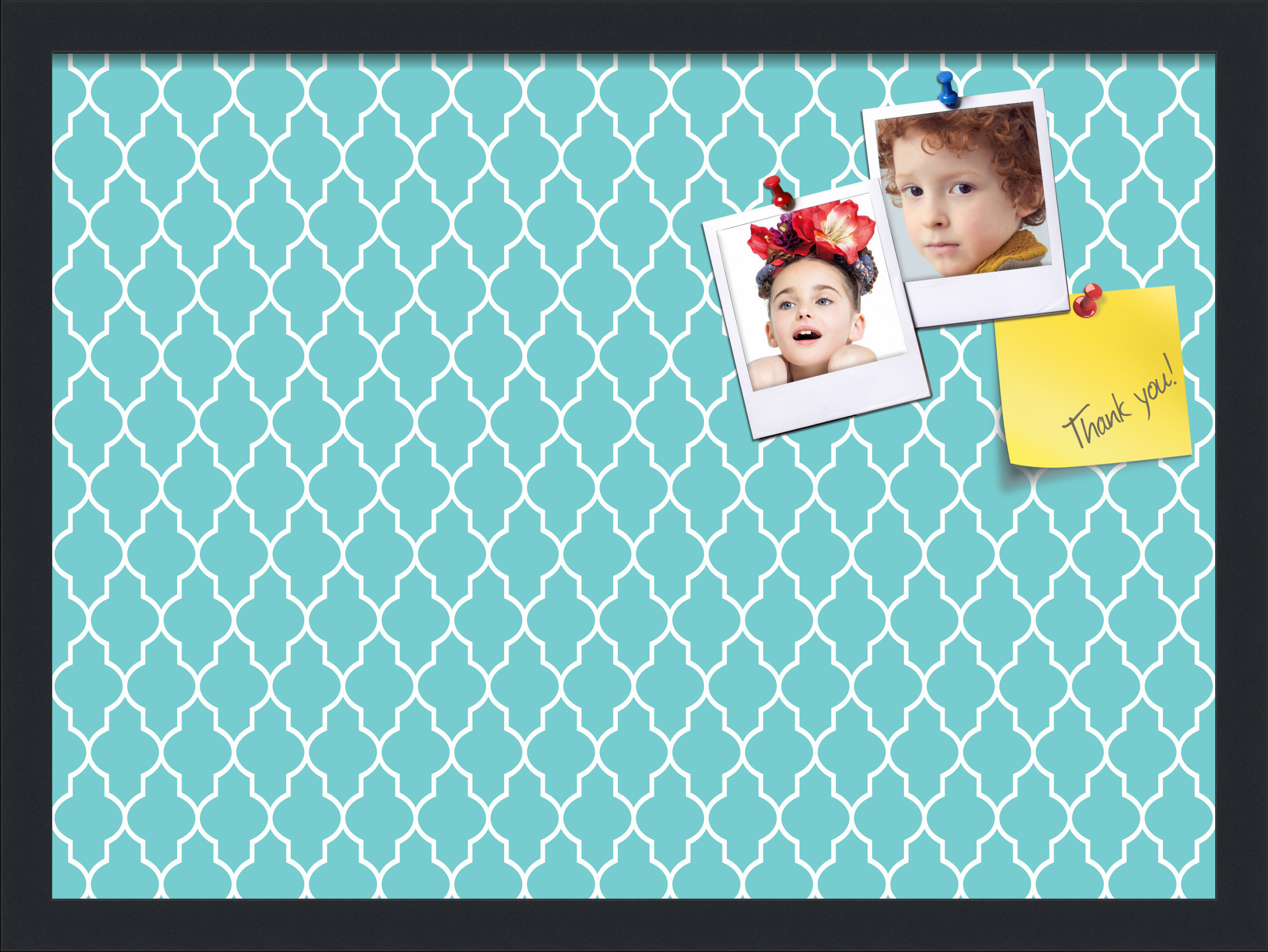 PinPix 22x16 Custom Cork Bulletin Board Quatrefoil Aqua Poster Board ...