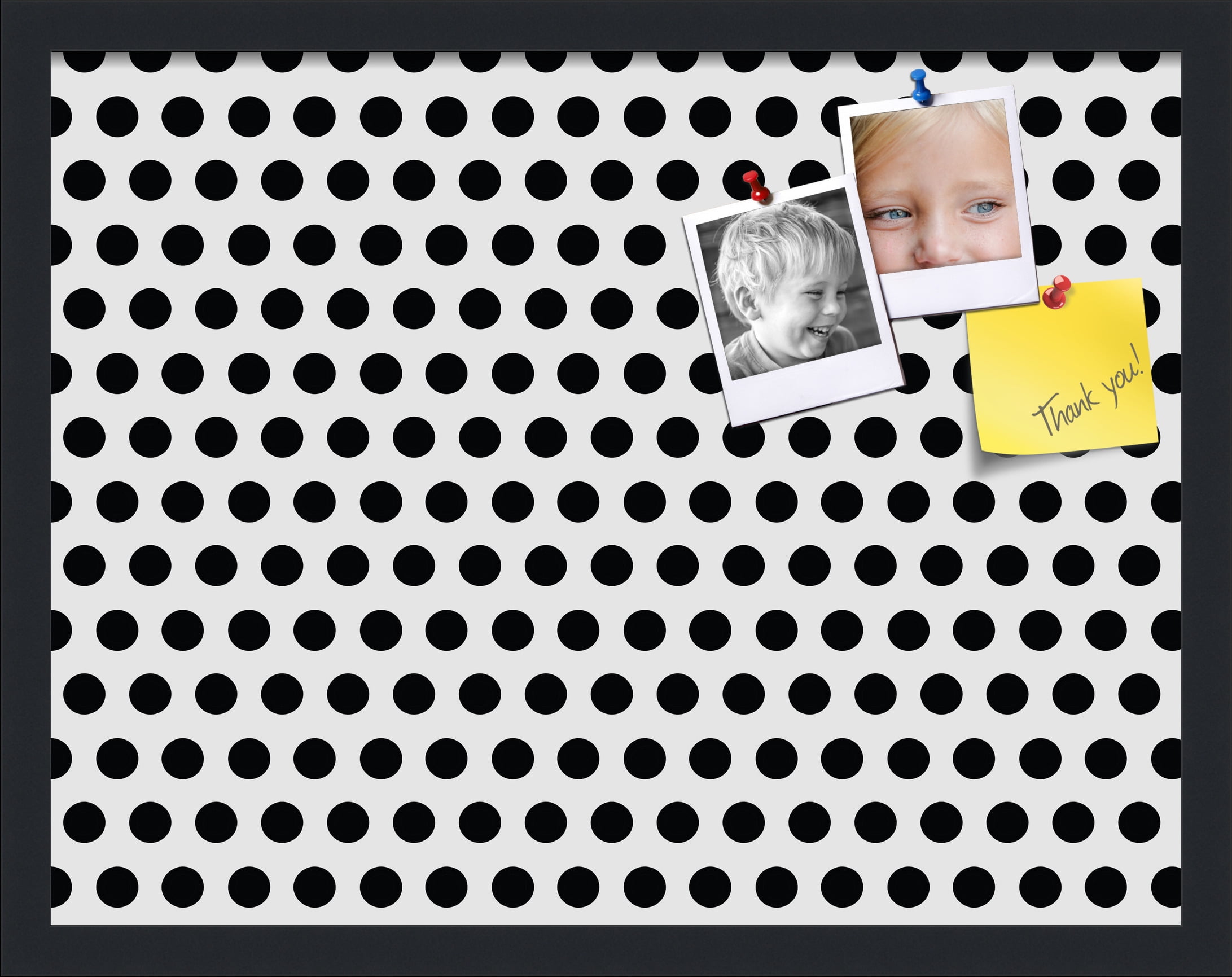 PinPix 22x17 Custom Cork Bulletin Board Black Polka Dot Poster Board ...