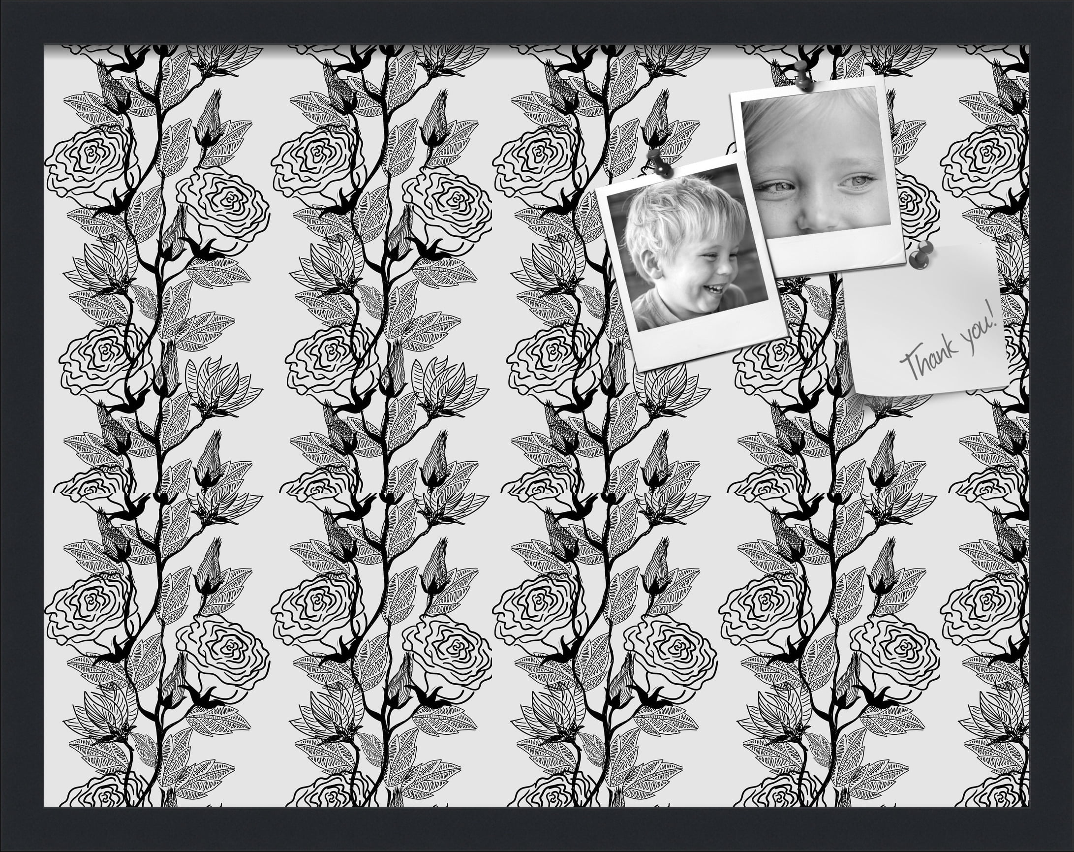 PinPix 22x17 Custom Cork Bulletin Board Floral Design Continuous Roses ...