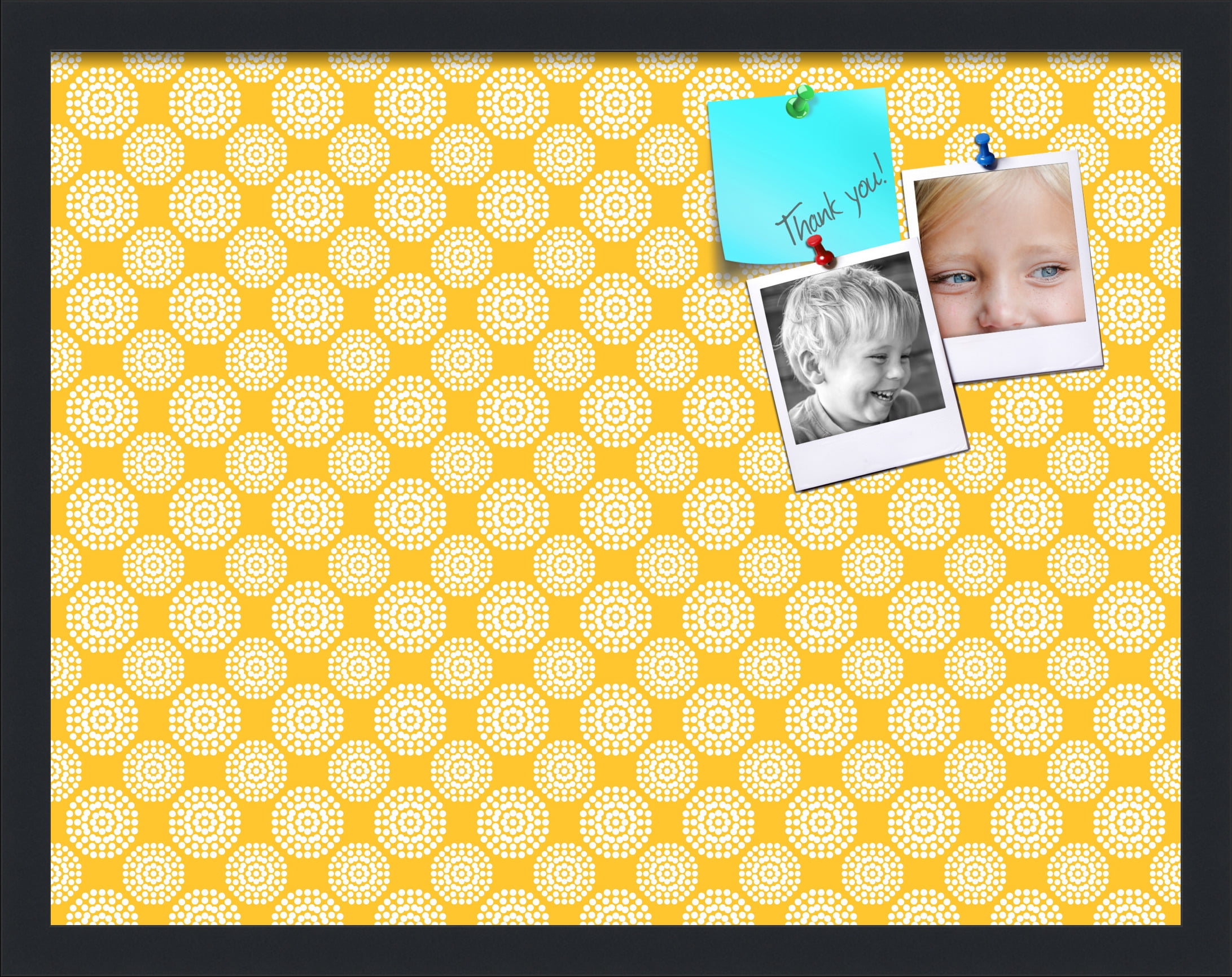 PinPix 22x17 Custom Cork Bulletin Board Floral Neon Yellow Poster Board ...