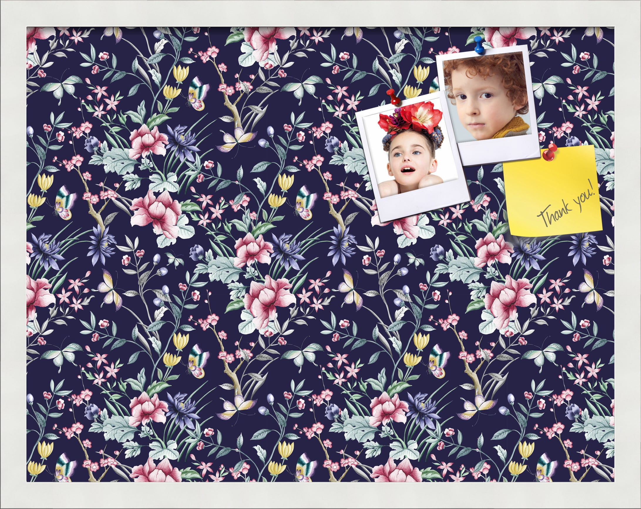 PinPix 22x17 Custom Cork Bulletin Board Vintage Japanese Floral Navy ...