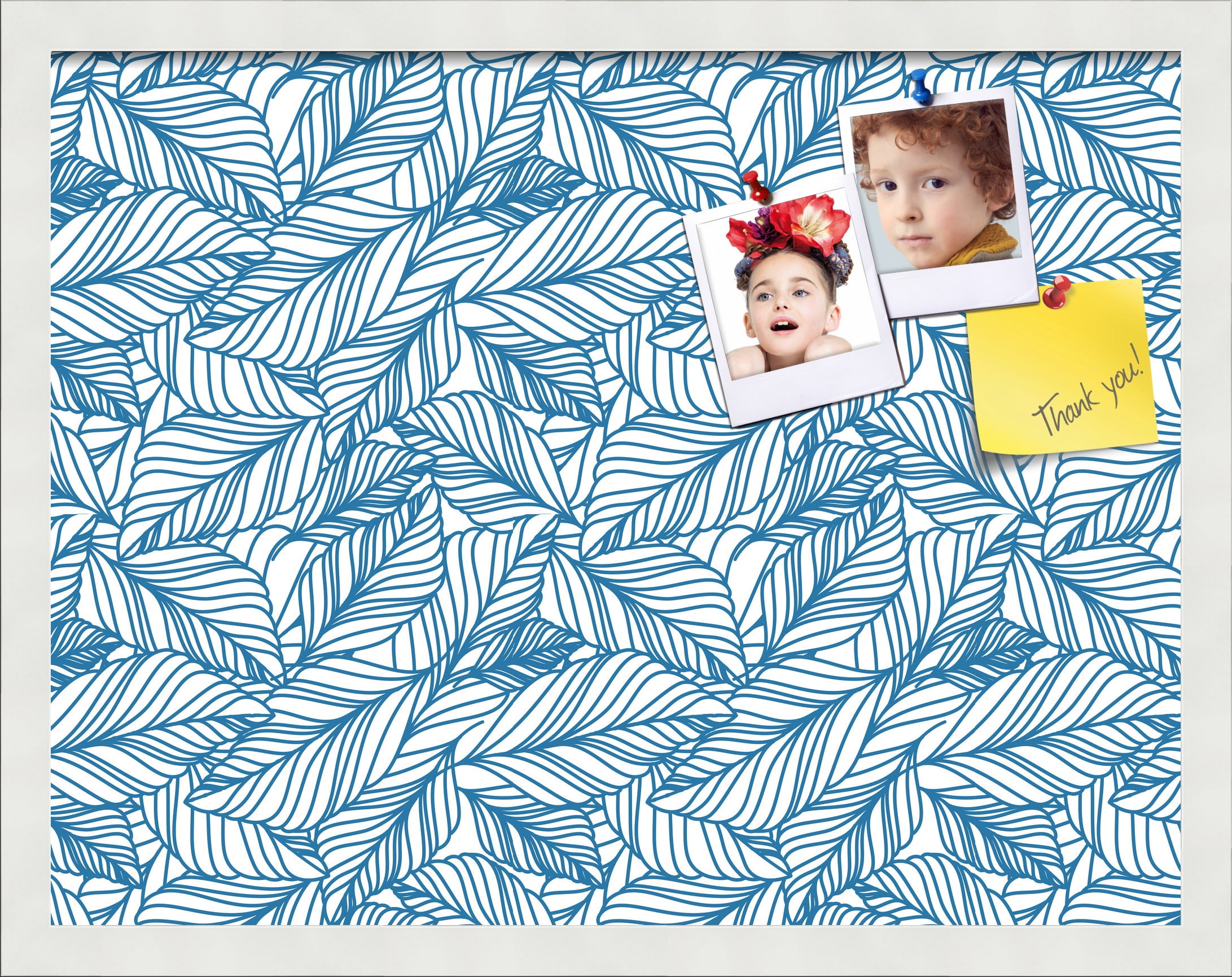PinPix 22x17 Custom Cork Bulletin Board White Navy Poster Board Has a ...