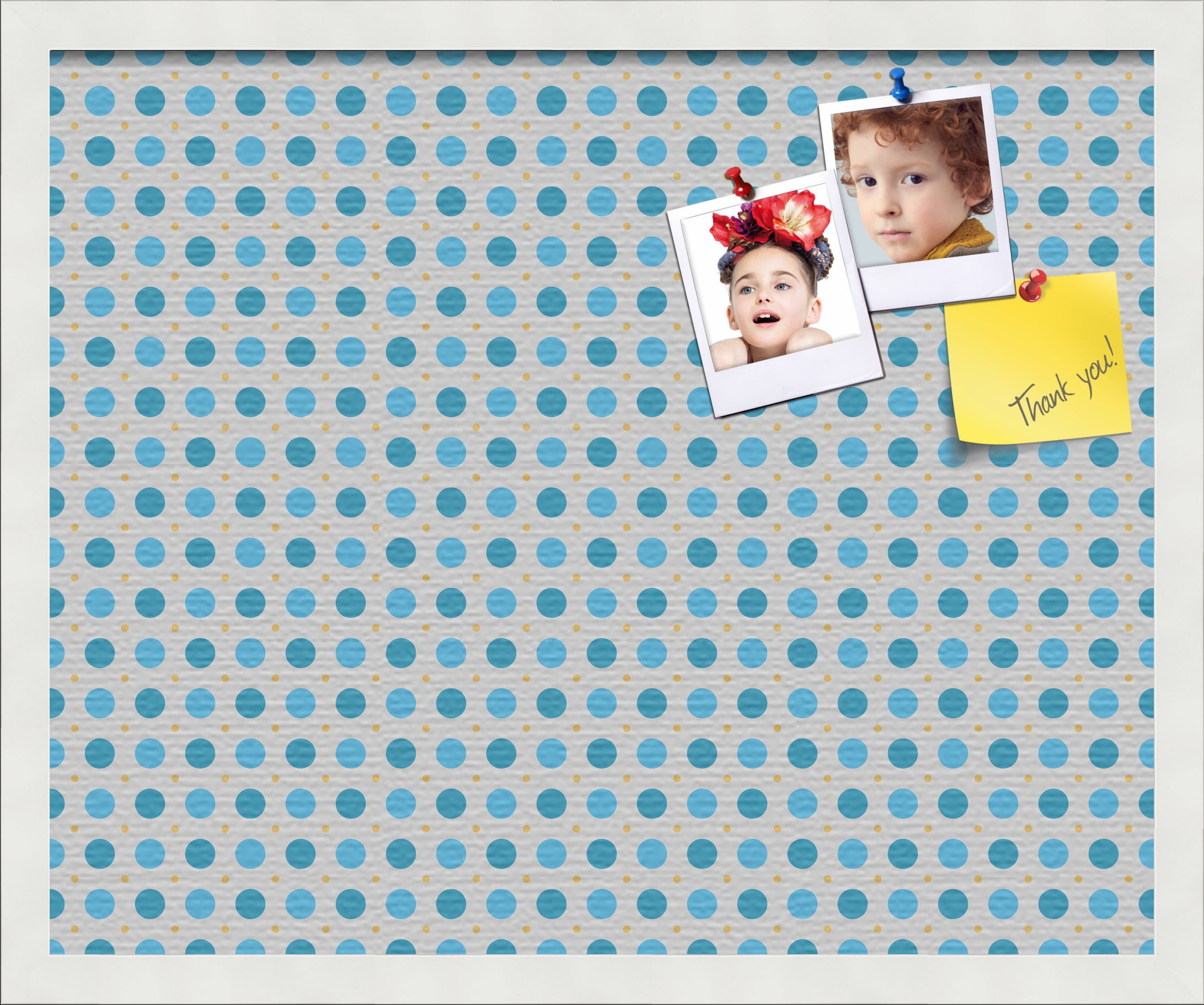 PinPix 22x18 Custom Cork Bulletin Board Bule Polka Dot Poster Board Has ...