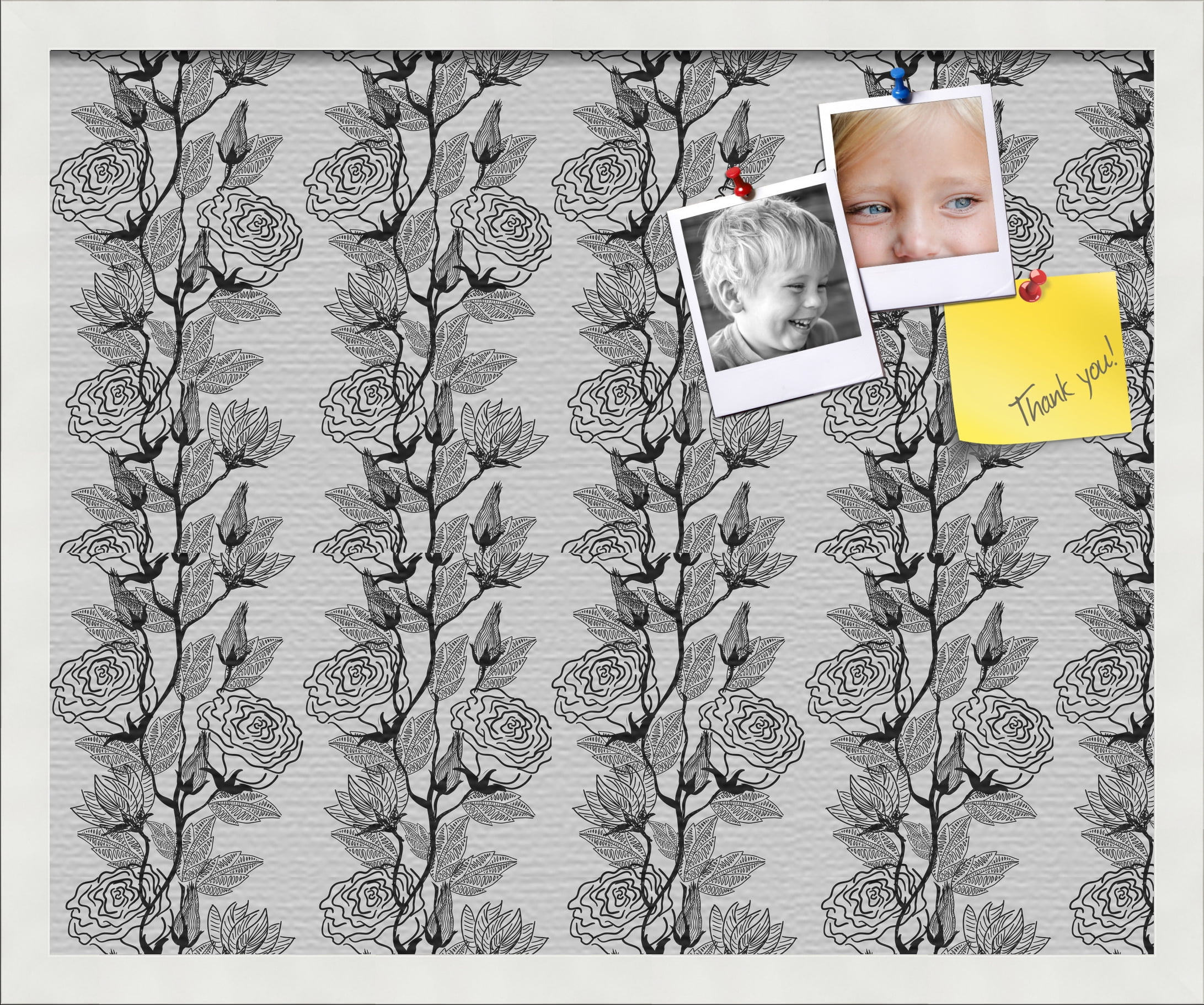 PinPix 22x18 Custom Cork Bulletin Board Floral Design Continuous Roses ...