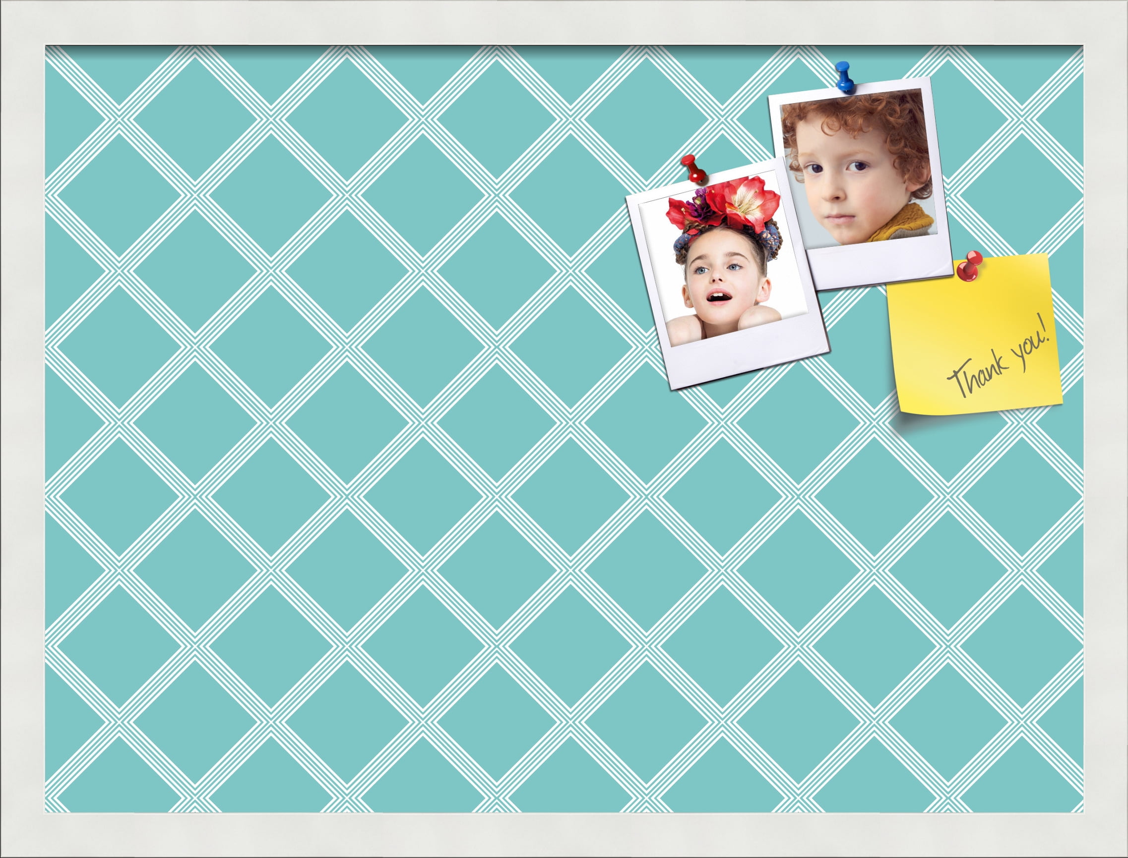 PinPix 23x17 Custom Cork Bulletin Board Diamond Modern Pattern Aqua ...