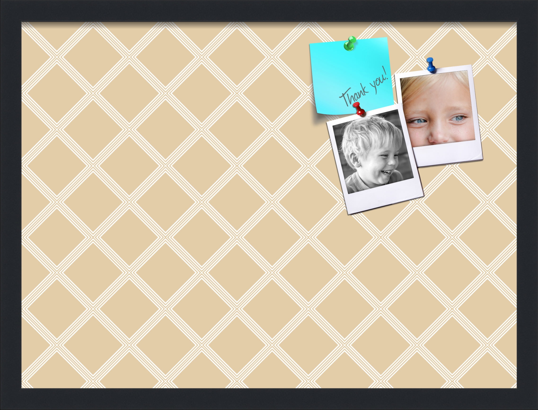 PinPix 23x17 Custom Cork Bulletin Board Diamond Modern Pattern Beige ...