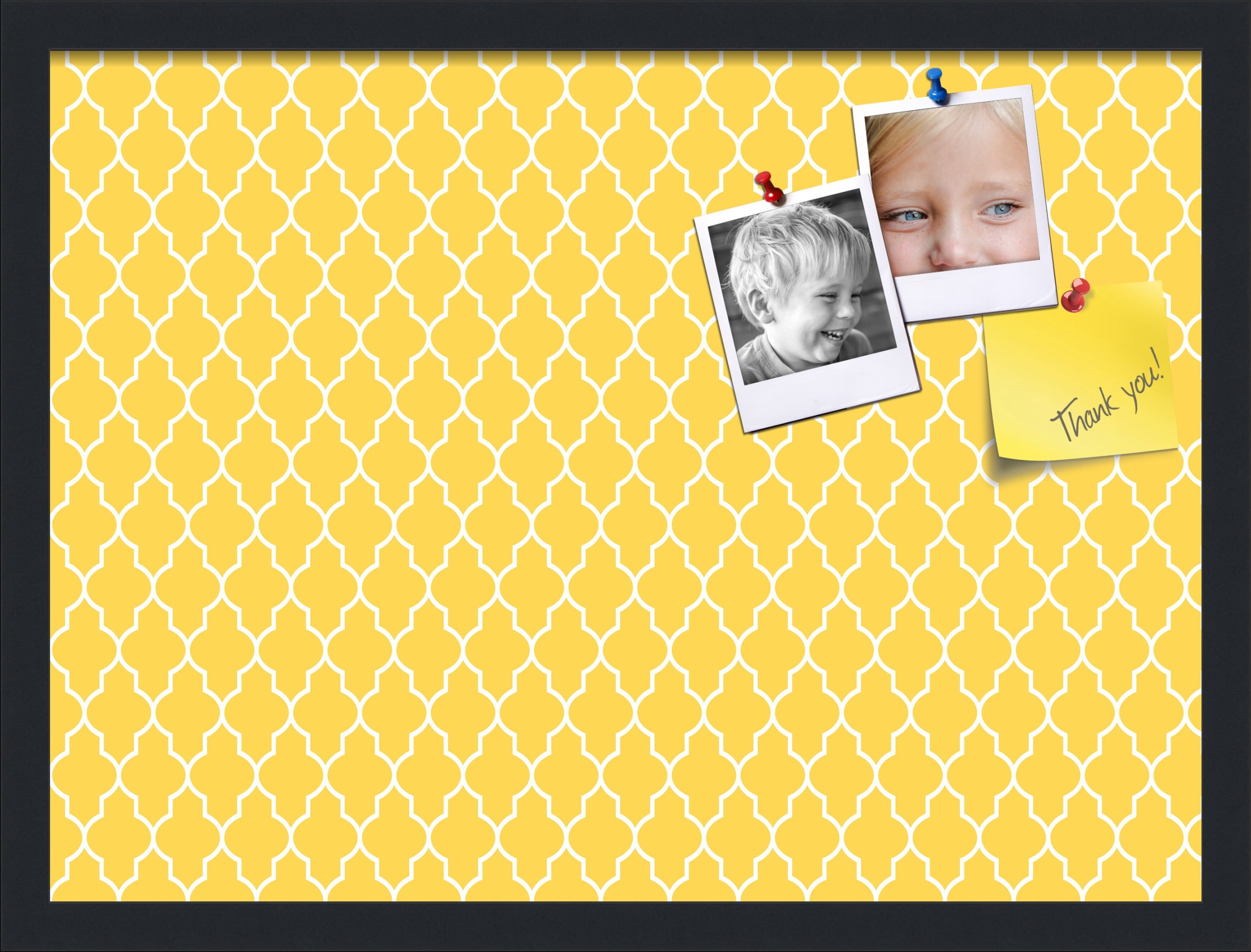 PinPix 23x17 Custom Cork Bulletin Board Quatrefoil Yellow Poster Board ...