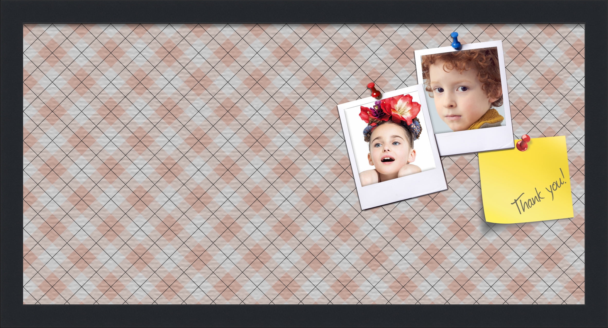 PinPix 24x12 Custom Cork Bulletin Board Argyle Tan Poster Board Has a ...