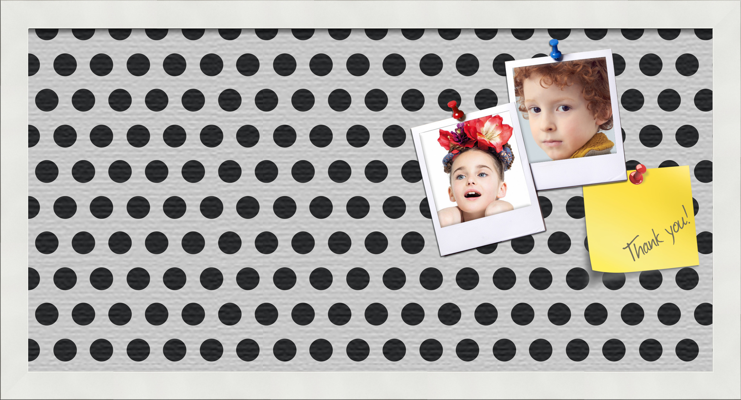 PinPix 24x12 Custom Cork Bulletin Board Black Polka Dot Poster Board ...