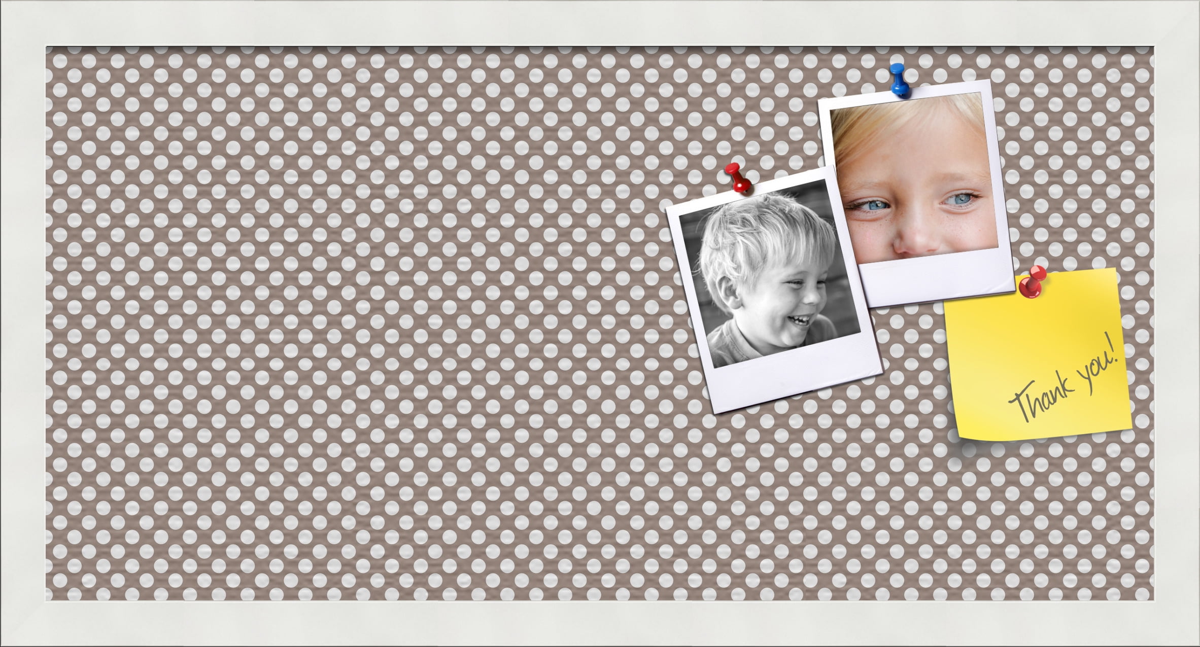 PinPix 24x12 Custom Cork Bulletin Board Brown Polka Dot Poster Board ...