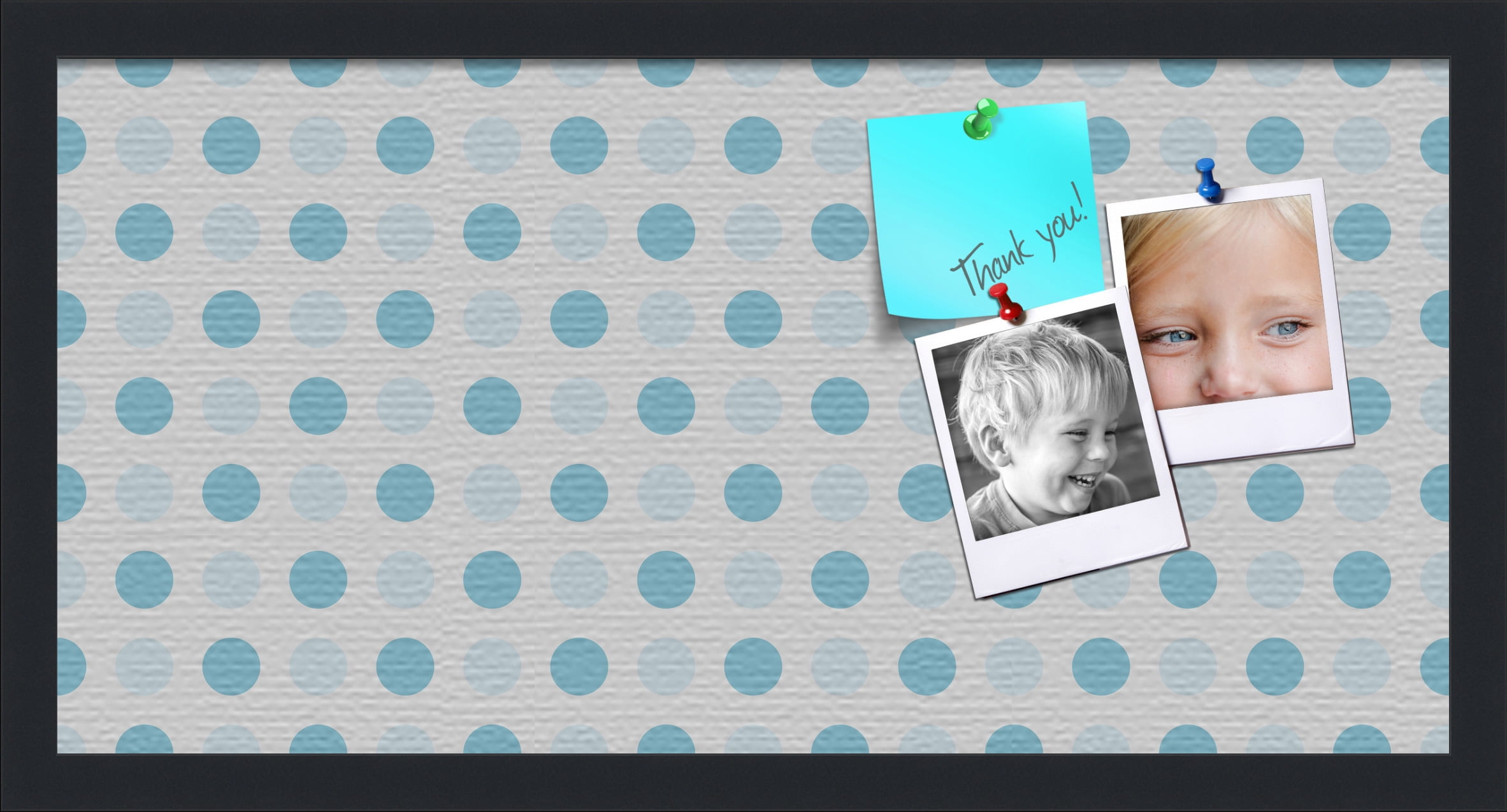 PinPix 24x12 Custom Cork Bulletin Board Light Blue Polka Dot Poster ...