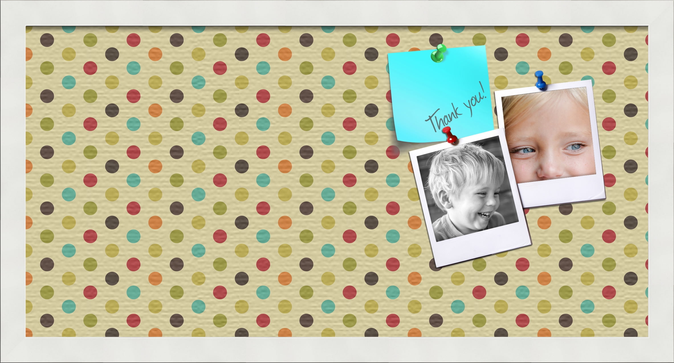 PinPix 24x12 Custom Cork Bulletin Board Yellow Polka Dot Poster Board ...