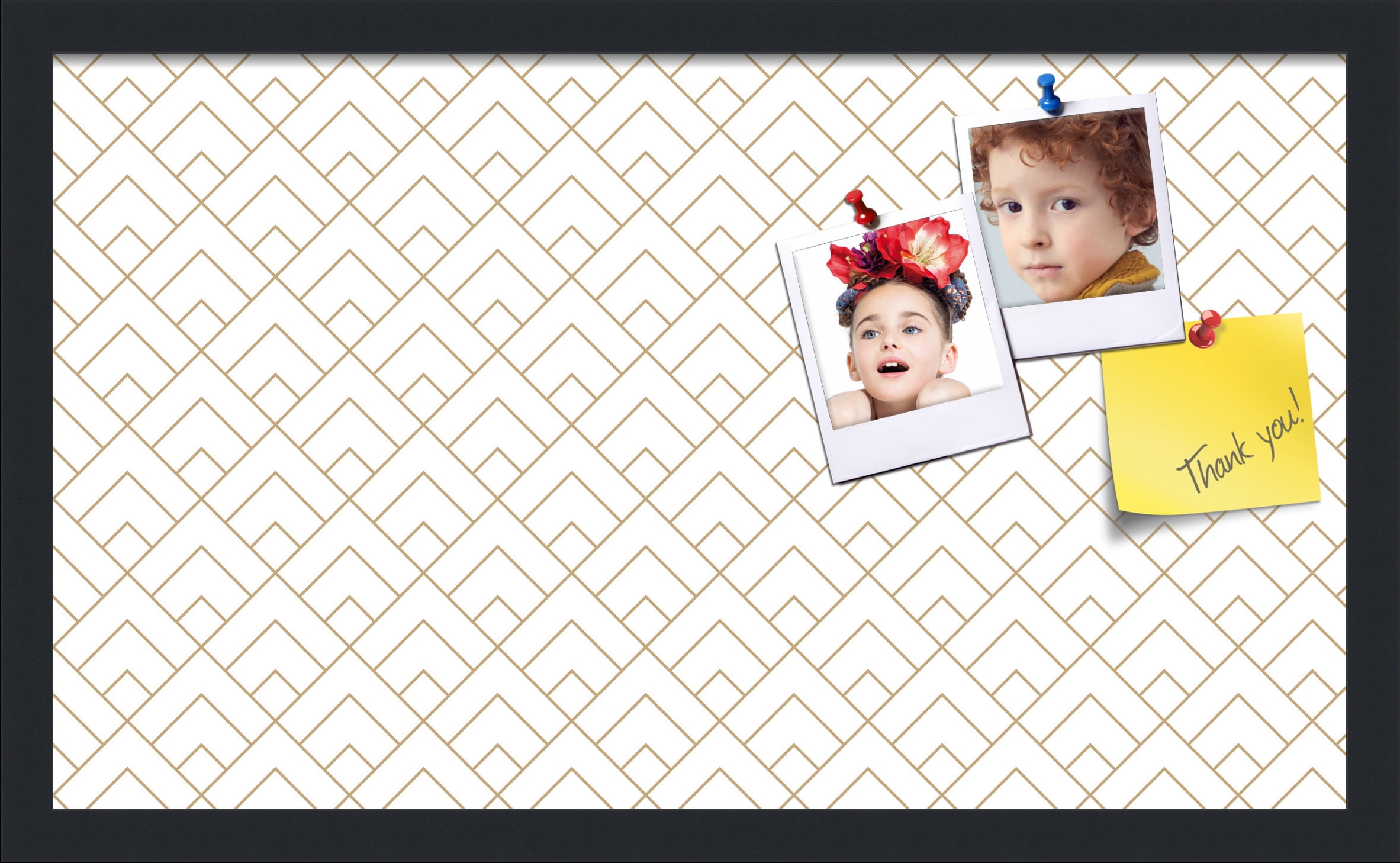 PinPix 24x14 Custom Cork Bulletin Board Peaks Modern Pattern White ...