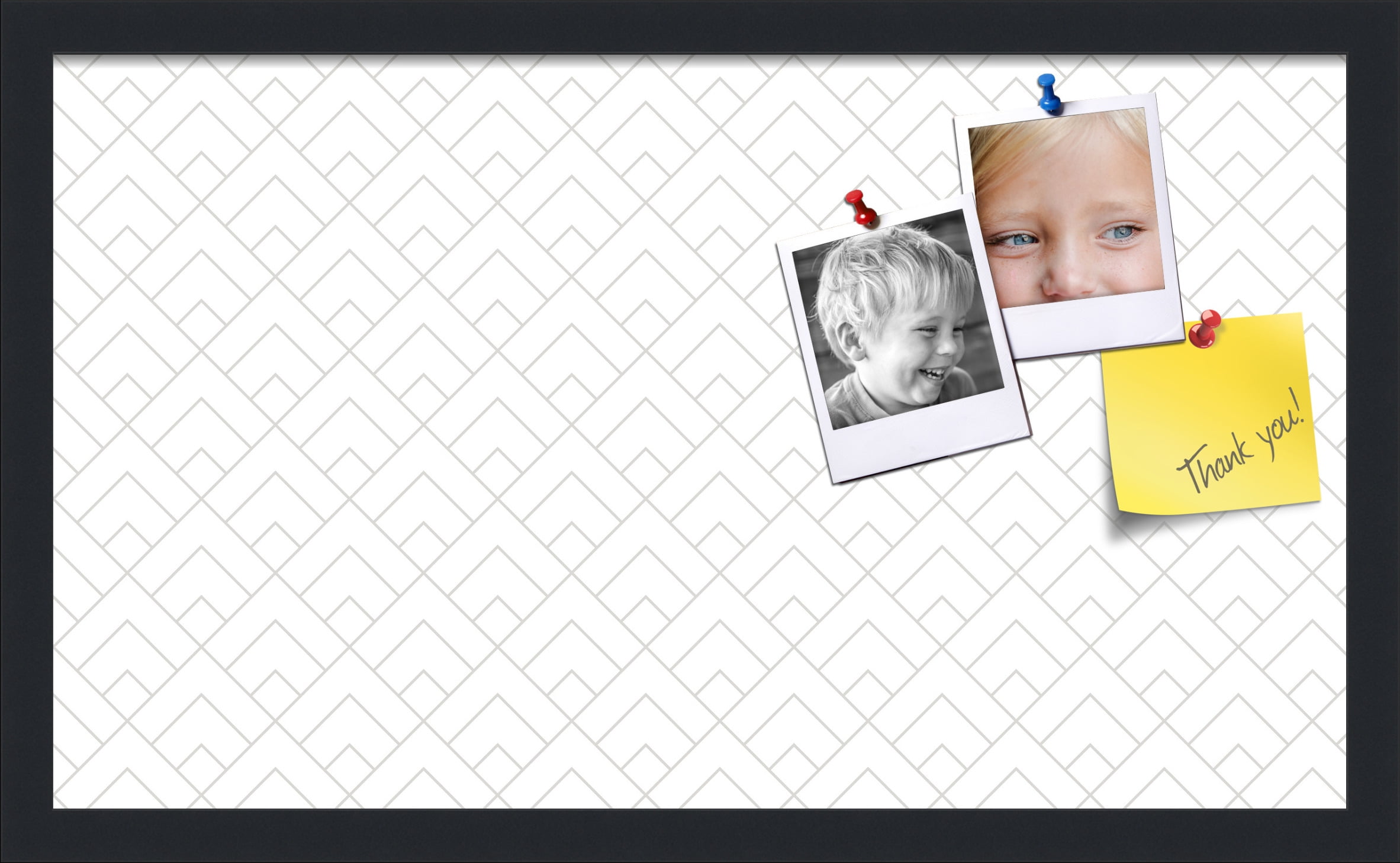 PinPix 24x14 Custom Cork Bulletin Board Peaks Modern Pattern White Grey ...