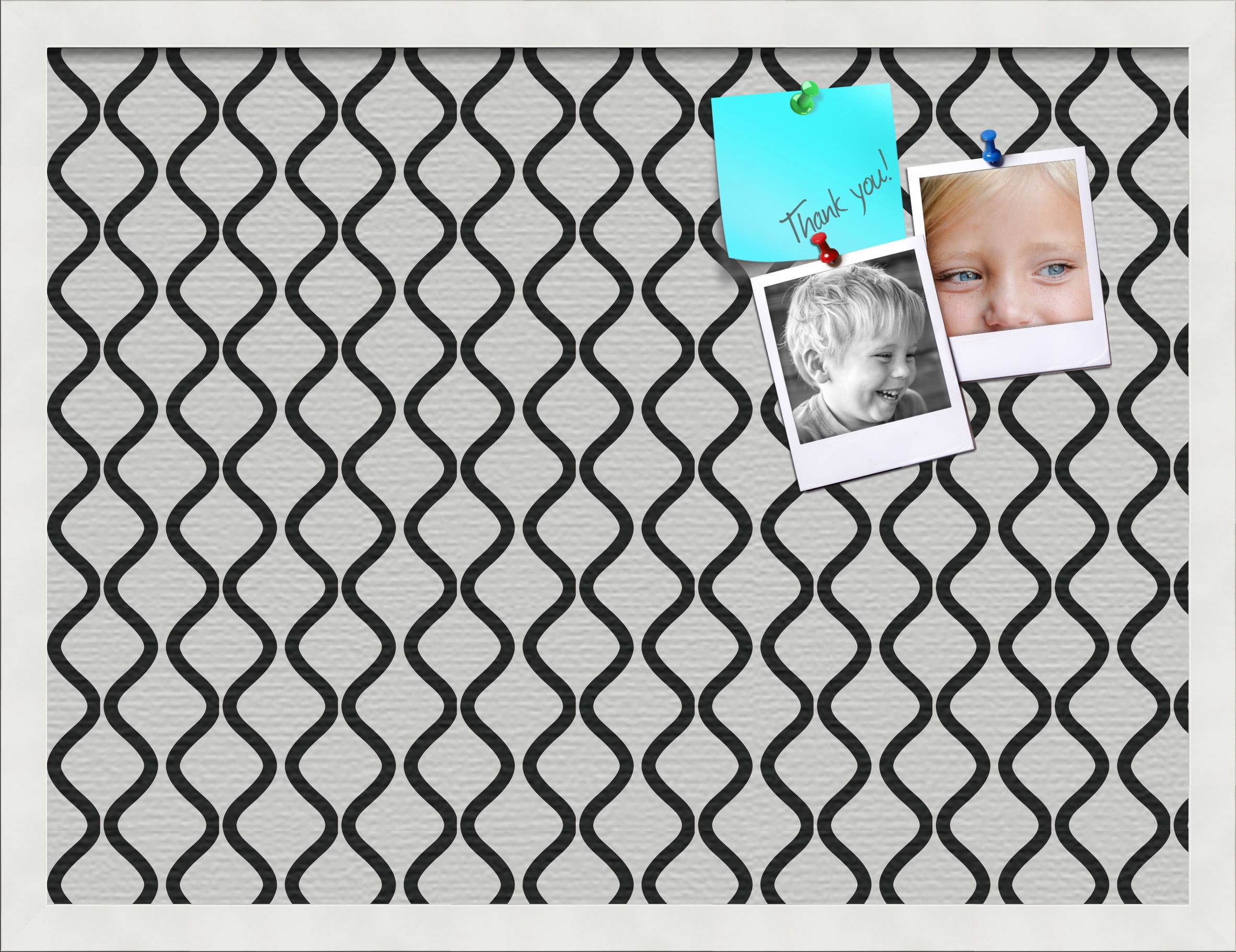 PinPix 24x18 Custom Cork Bulletin Board Black And White Waves Poster ...