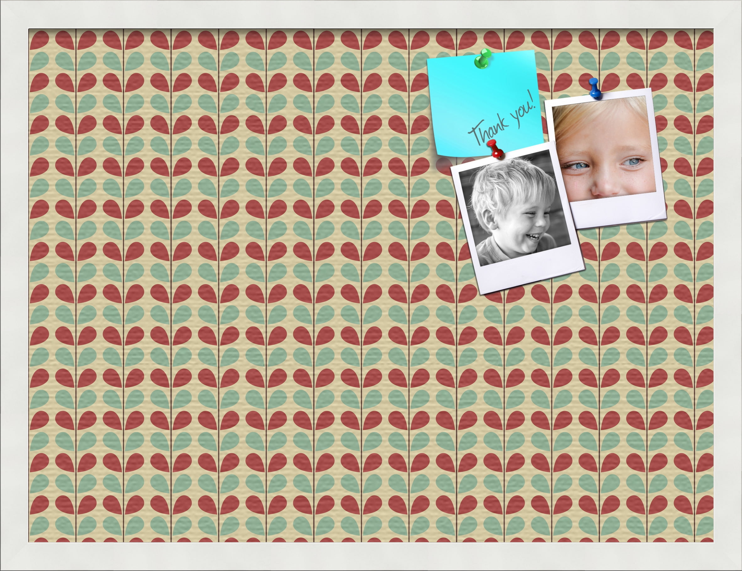 PinPix 24x18 Custom Cork Bulletin Board Blue And Red Leaves Poster ...