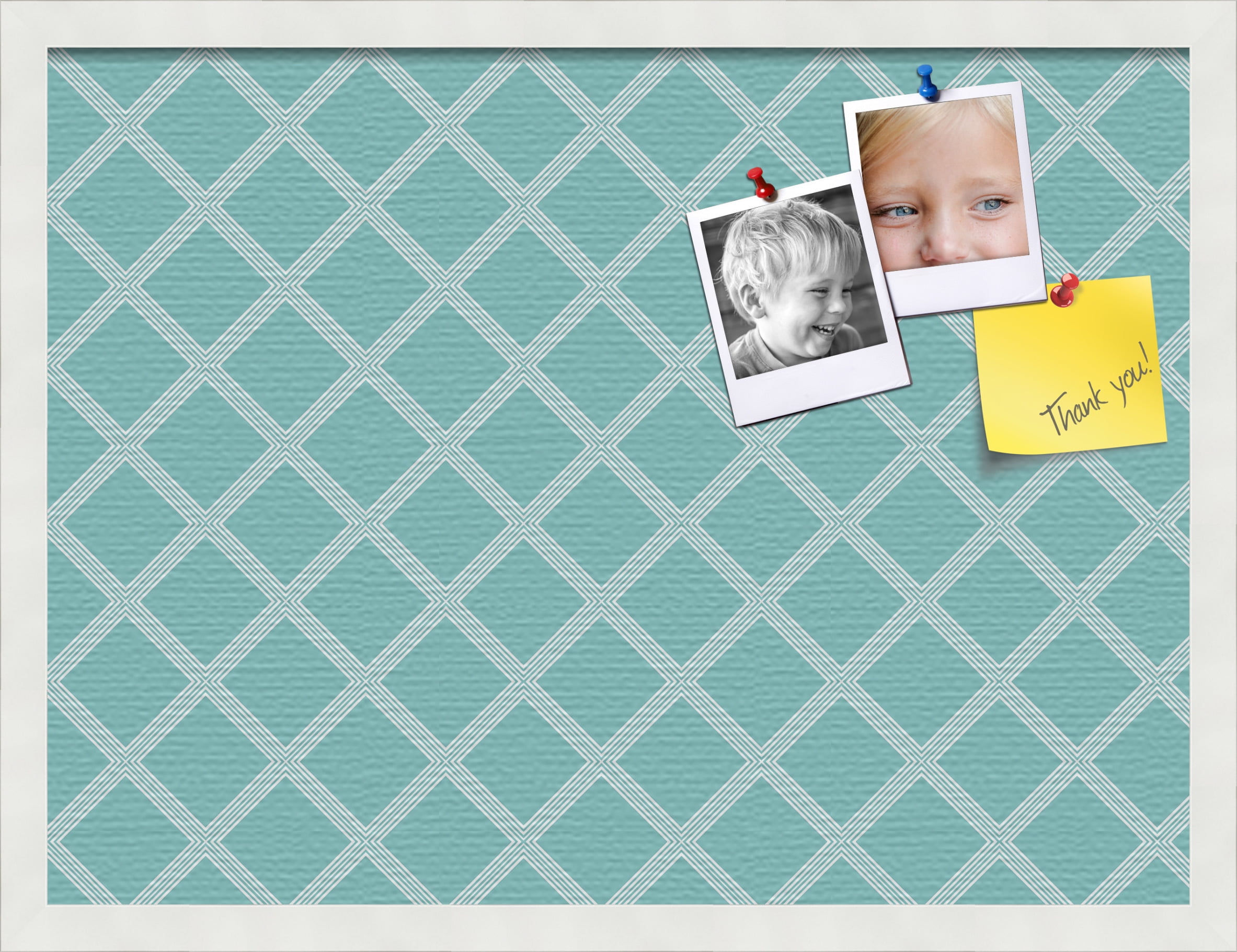 PinPix 24x18 Custom Cork Bulletin Board Diamond Modern Pattern Aqua ...