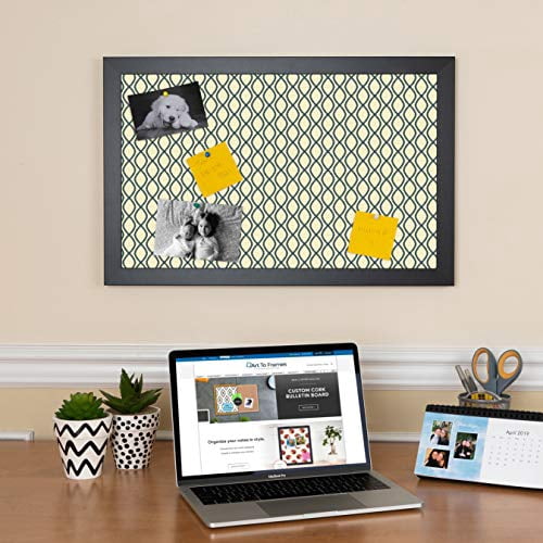 PinPix 24x18 Inch Cork Bulletin Board. This Decorative Framed Pin Board ...
