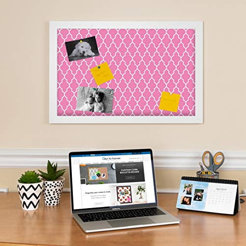 PinPix 24x20 Custom Cork Bulletin Board Quatrefoil Pink Poster Board ...