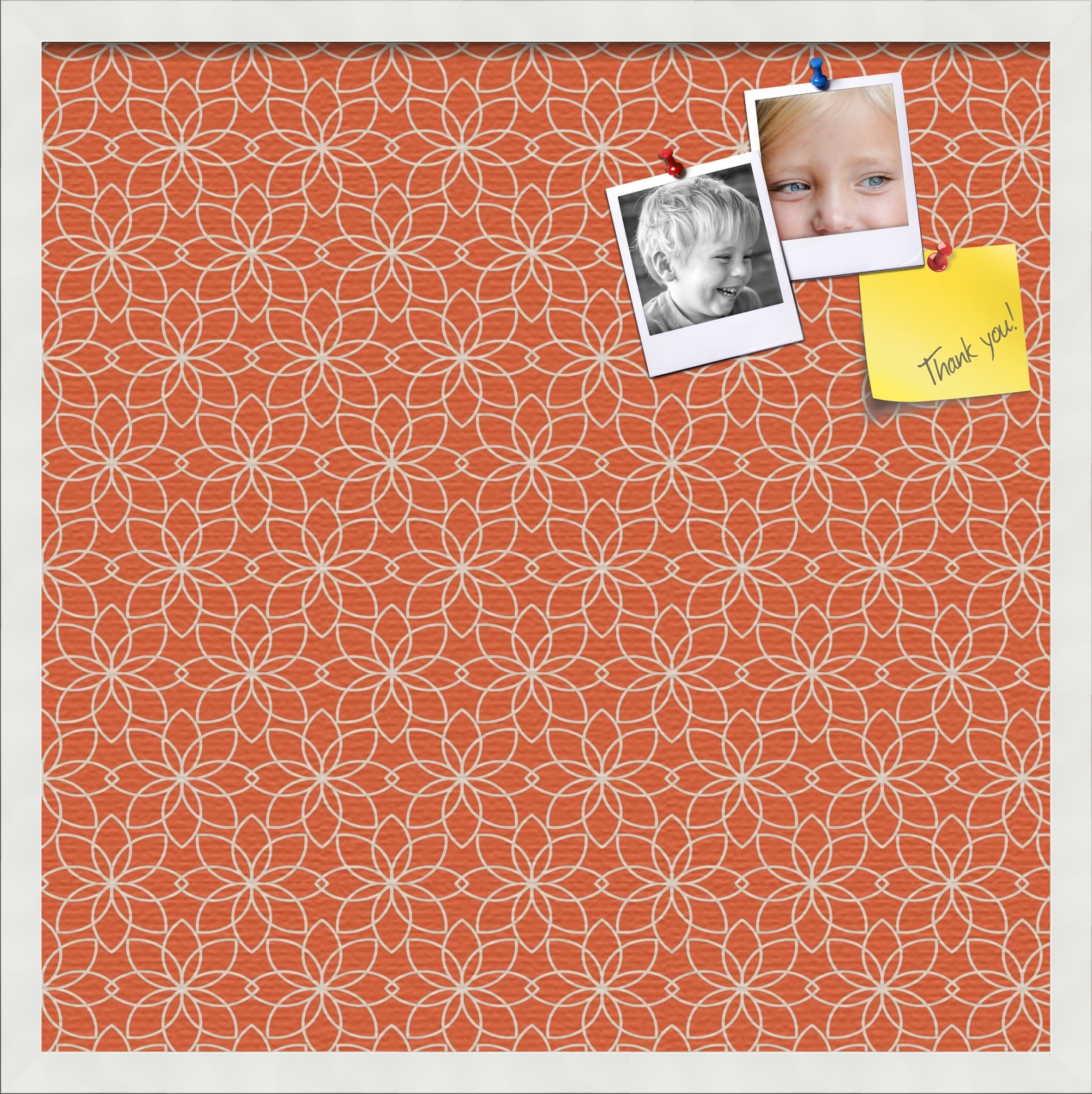 PinPix 24x24 Custom Cork Bulletin Board Floral Dark Orange Poster Board ...