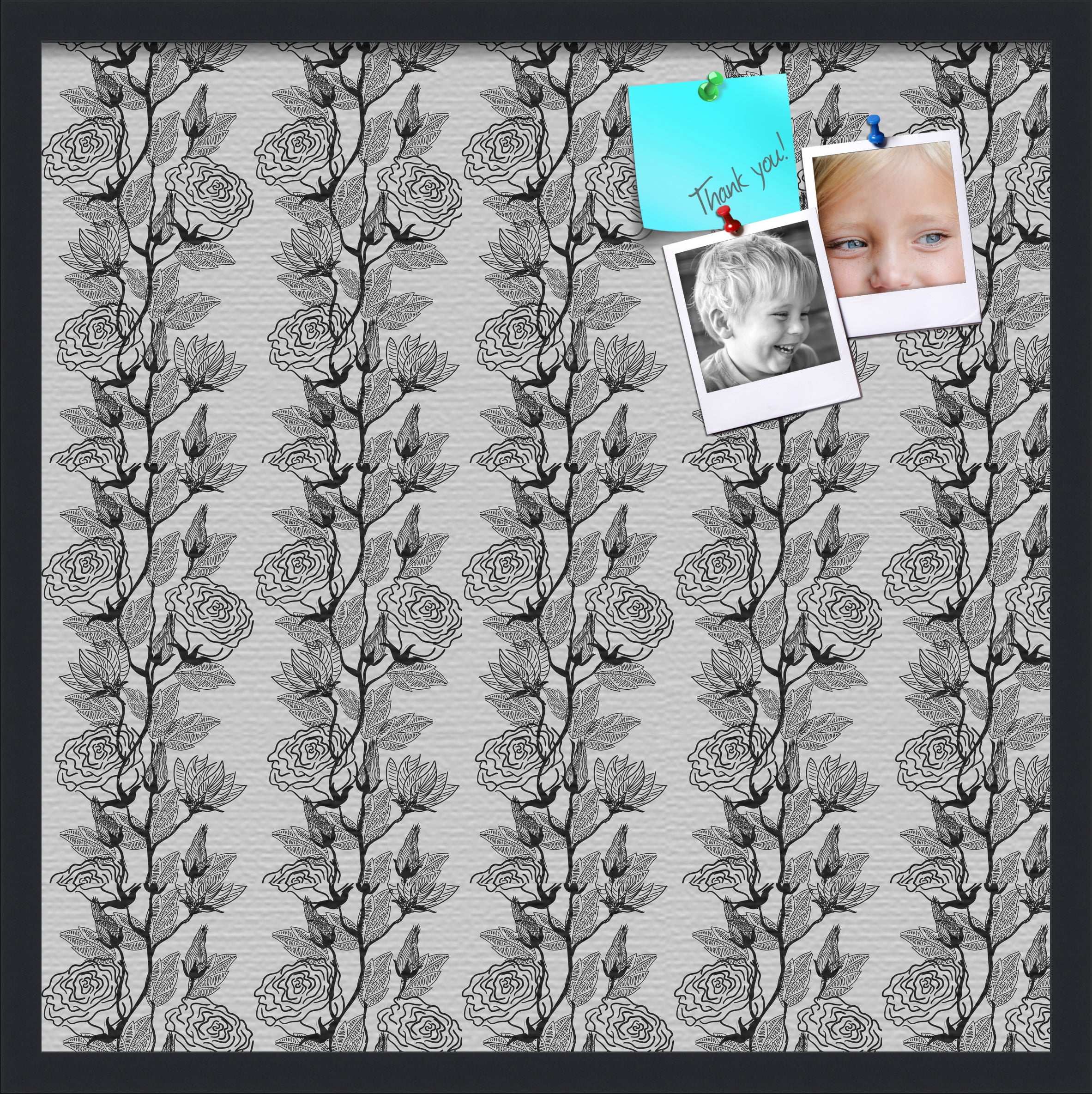 PinPix 24x24 Custom Cork Bulletin Board Floral Design Continuous Roses ...