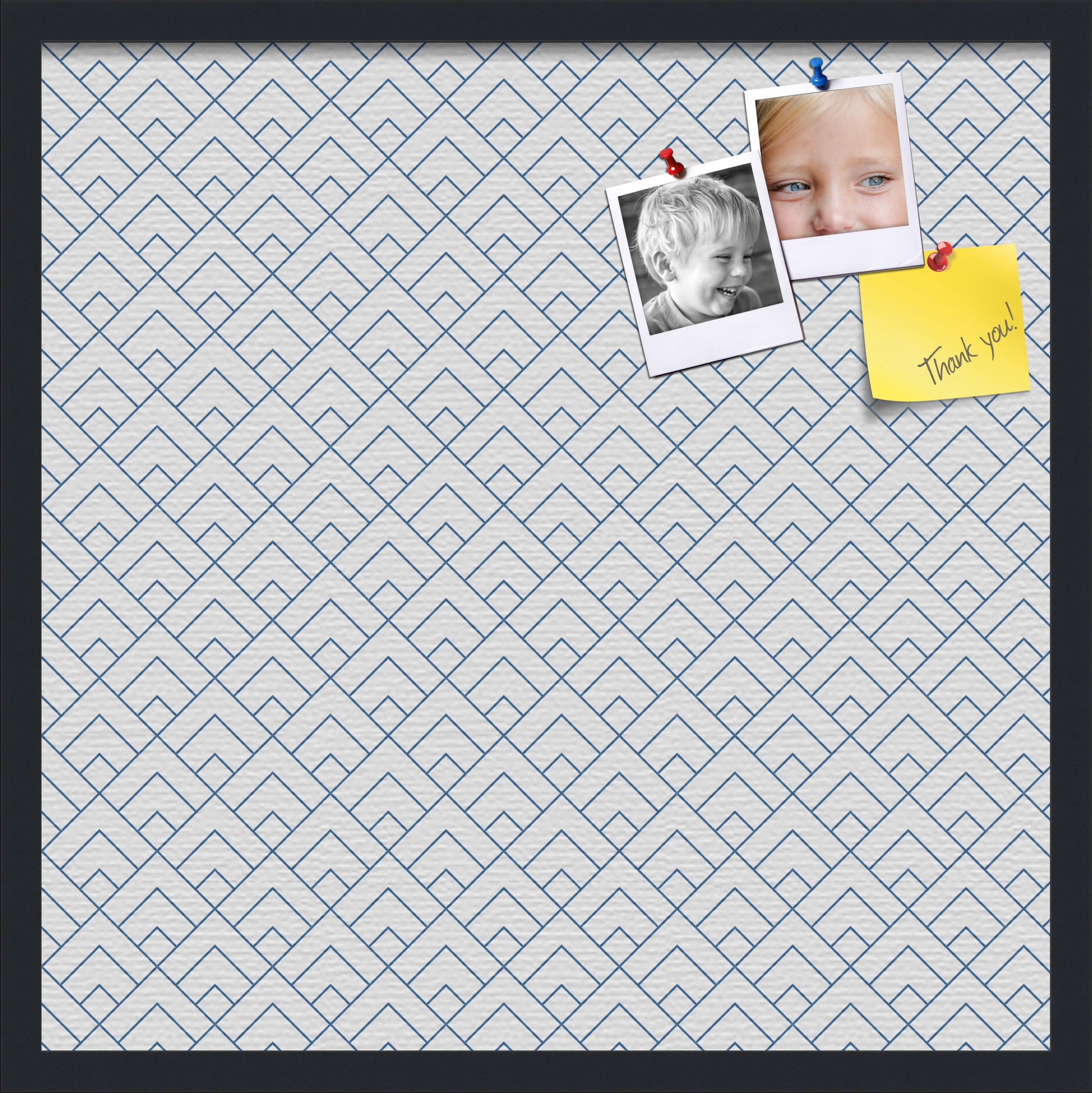 PinPix 24x24 Custom Cork Bulletin Board Peaks Modern Pattern White Navy ...