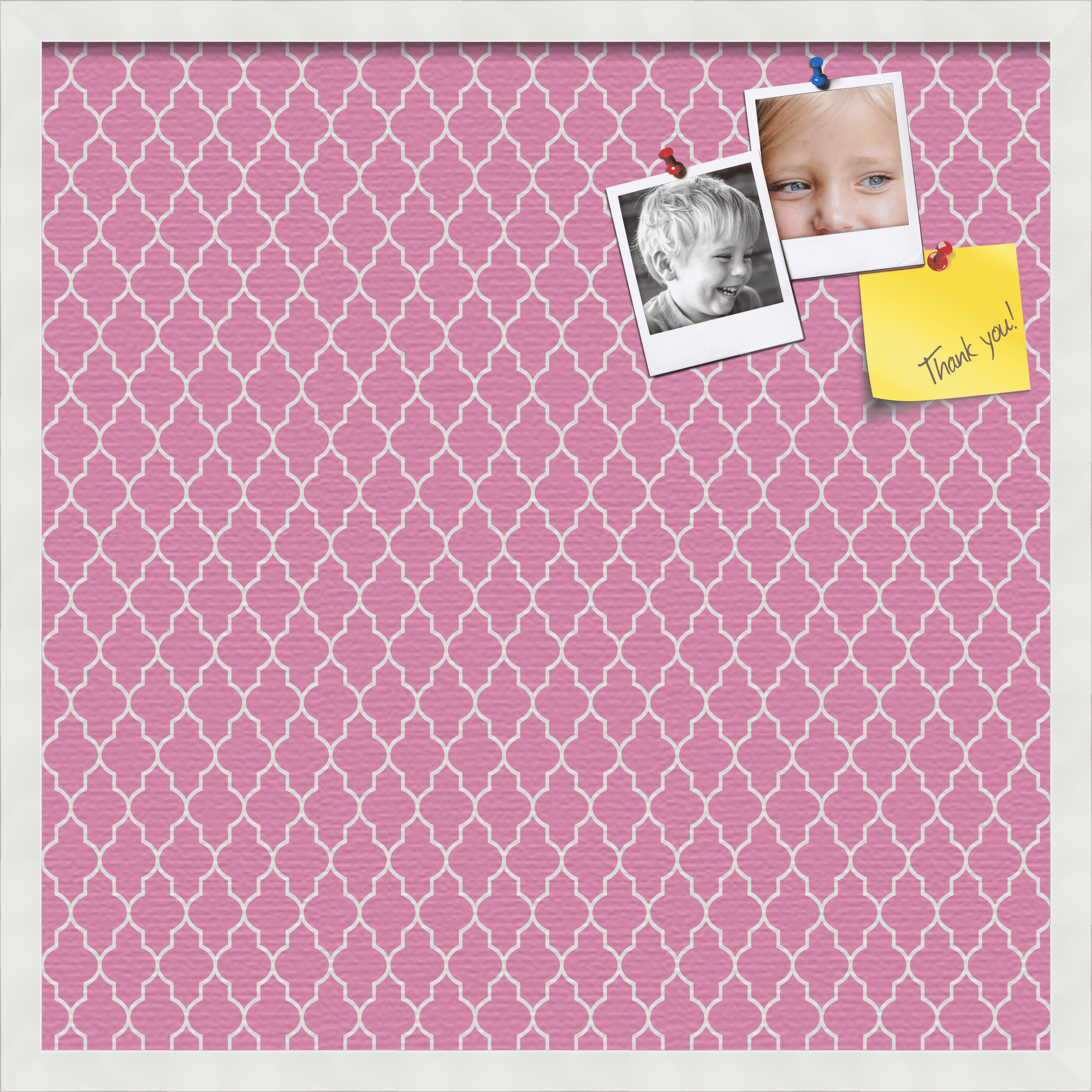 PinPix 24x24 Custom Cork Bulletin Board Quatrefoil Pink Poster Board ...