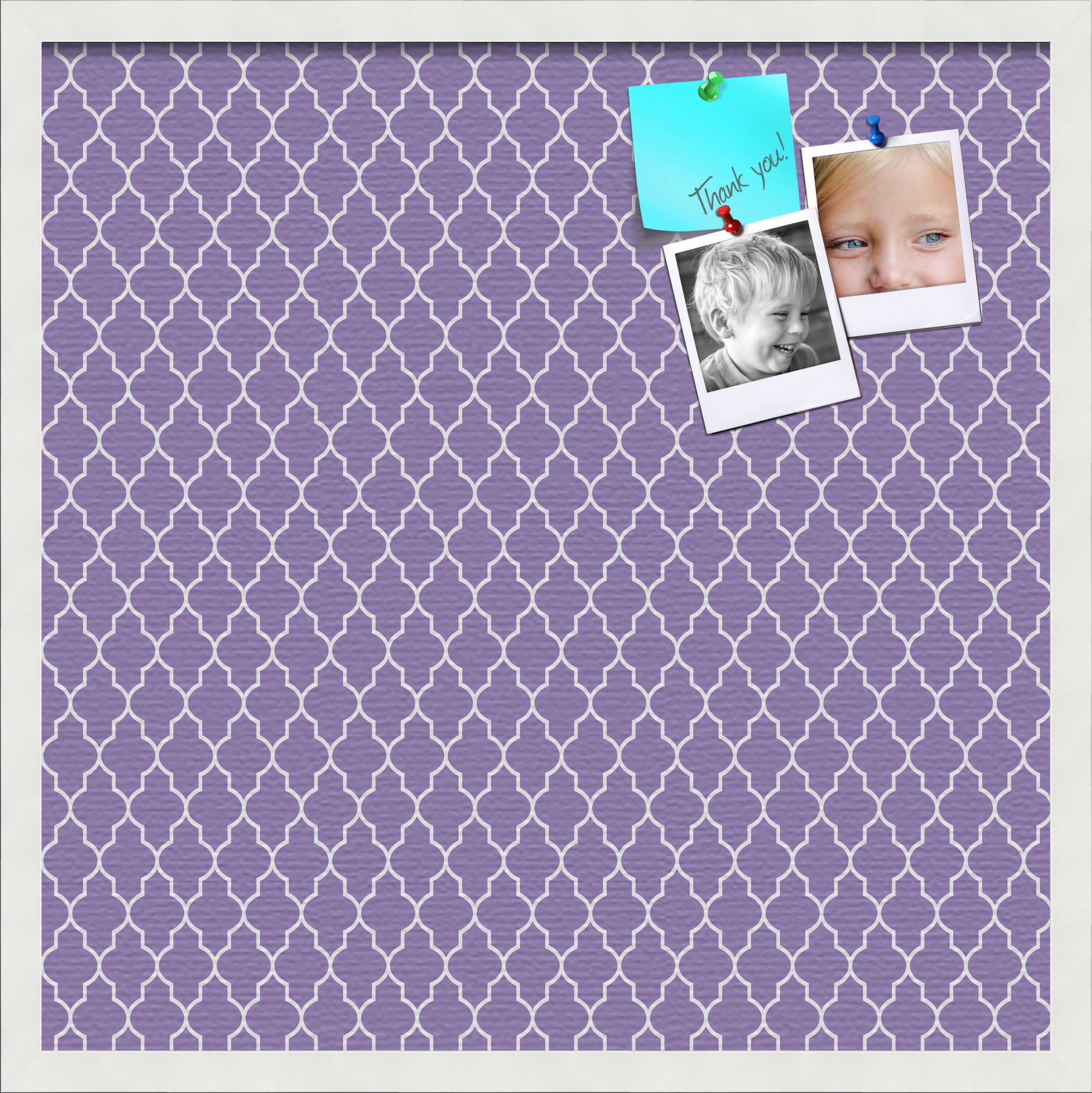 PinPix 24x24 Custom Cork Bulletin Board Quatrefoil Purple Poster Board ...