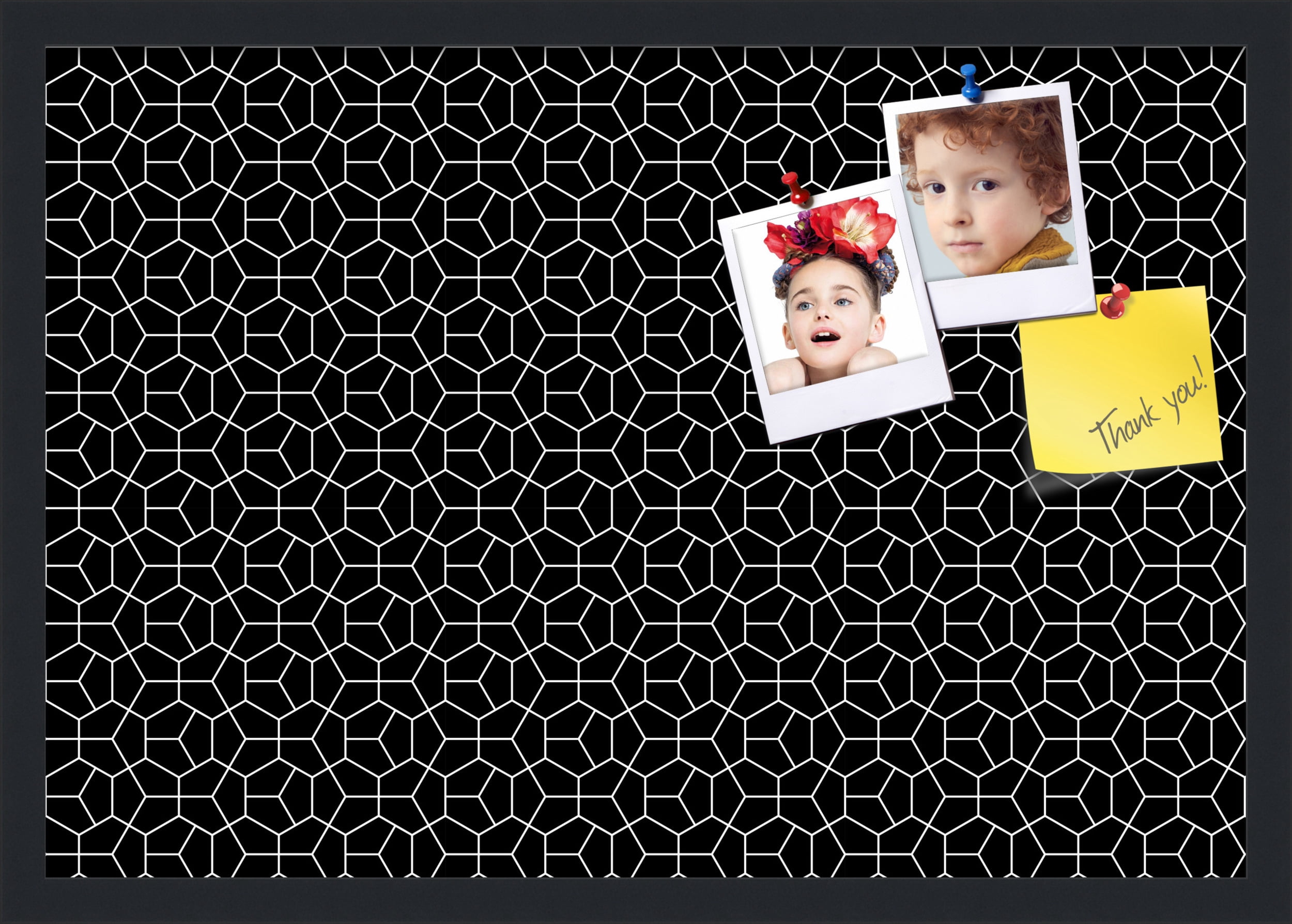 PinPix 26x18 Custom Cork Bulletin Board Modeco Hex W B Poster Board Has ...