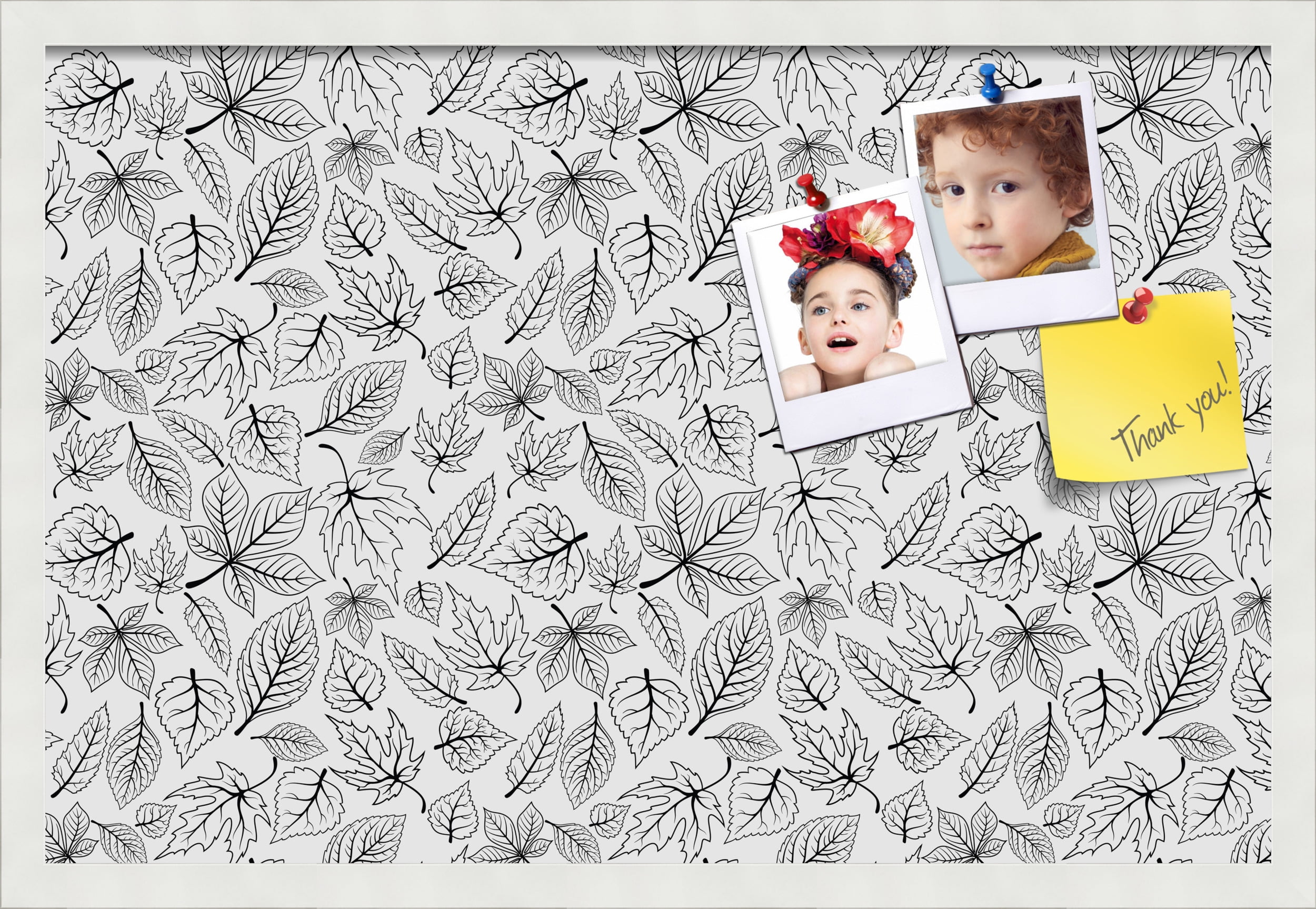 PinPix 27x18 Custom Cork Bulletin Board Floral design black Fallen ...