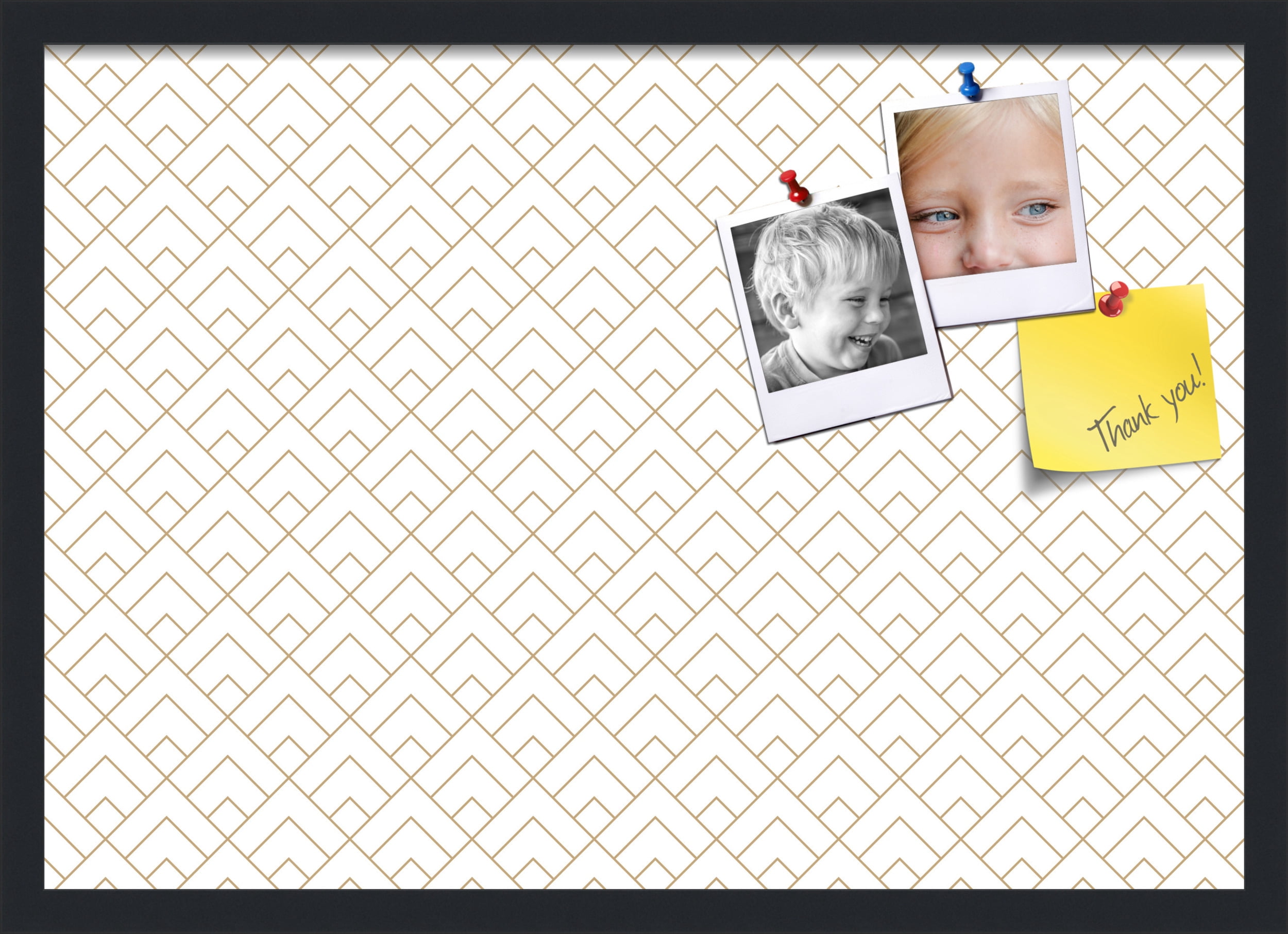 PinPix 27x19 Custom Cork Bulletin Board Peaks Modern Pattern White ...