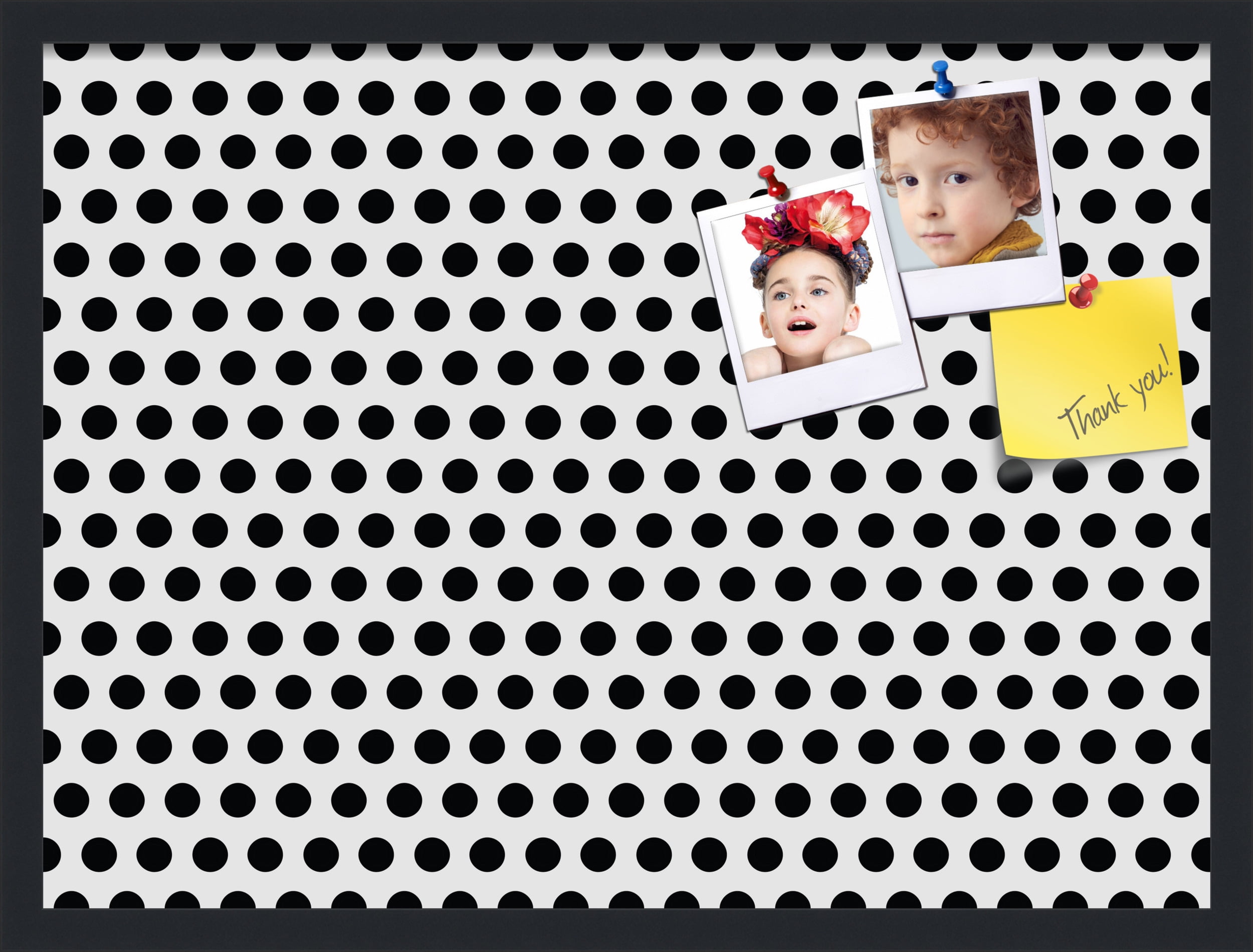 PinPix 27x20 Custom Cork Bulletin Board Black Polka Dot Poster Board ...
