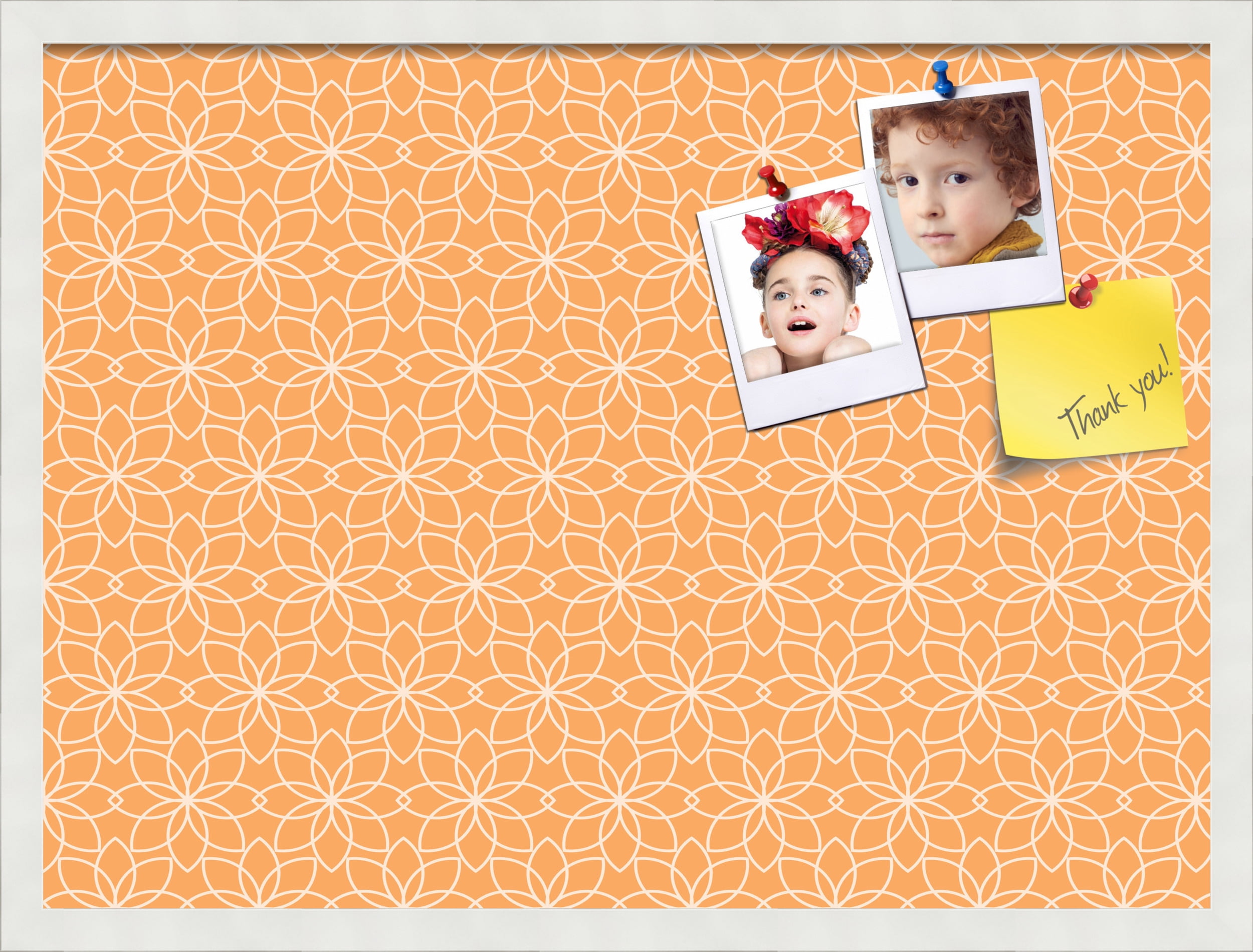 PinPix 27x20 Custom Cork Bulletin Board Floral Muted Orange Poster ...