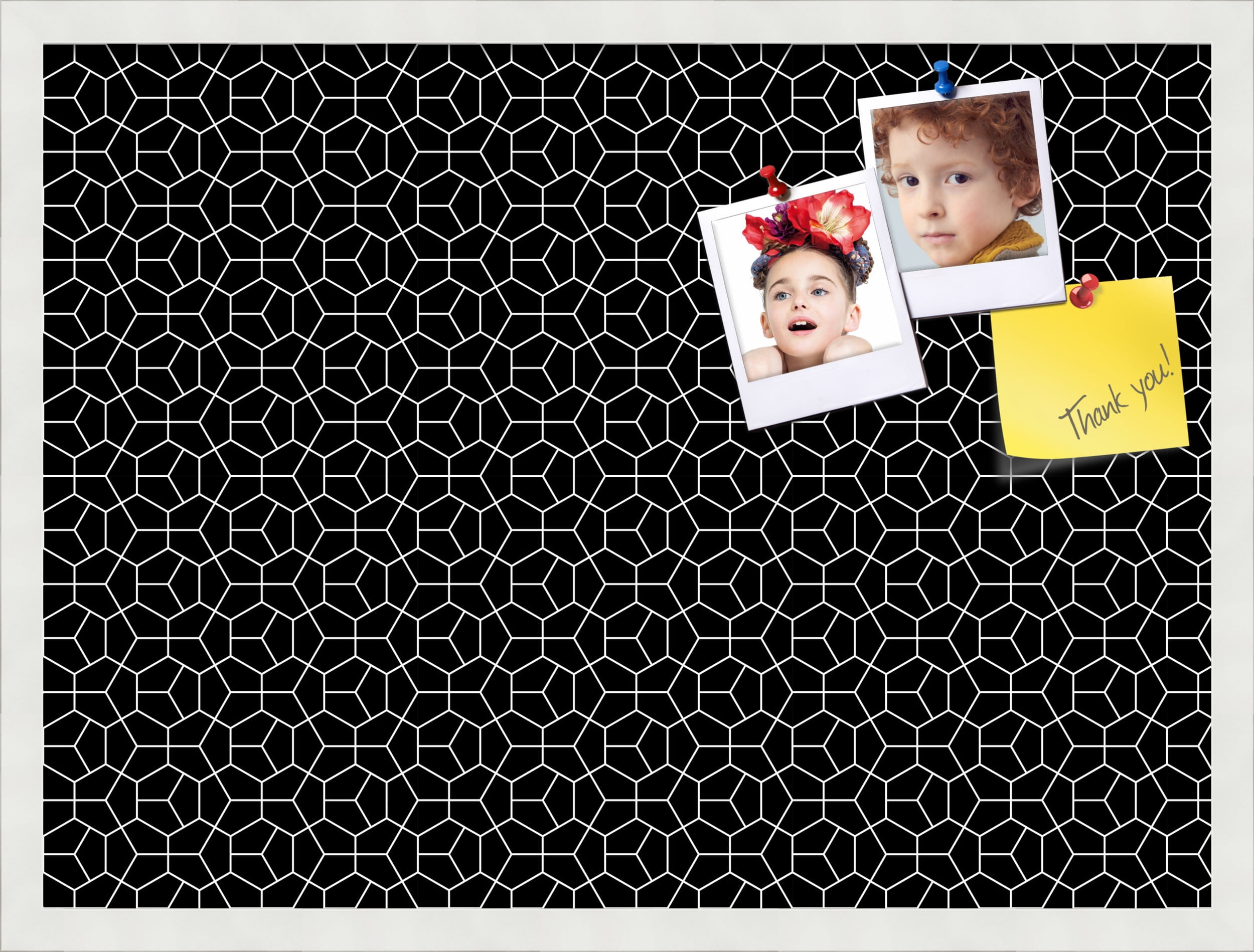 PinPix 27x20 Custom Cork Bulletin Board Modeco Hex W B Poster Board Has ...