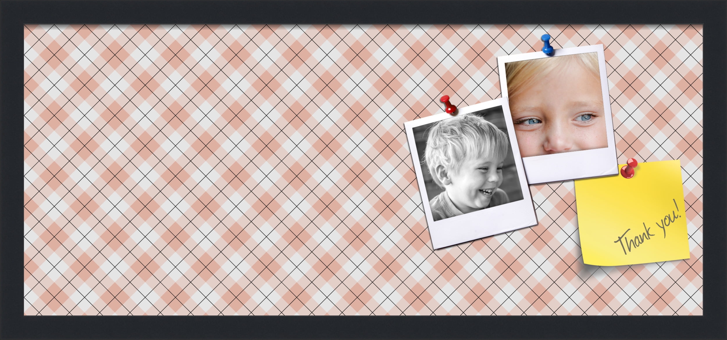 PinPix 28x12 Custom Cork Bulletin Board Argyle Tan Poster Board Has a ...