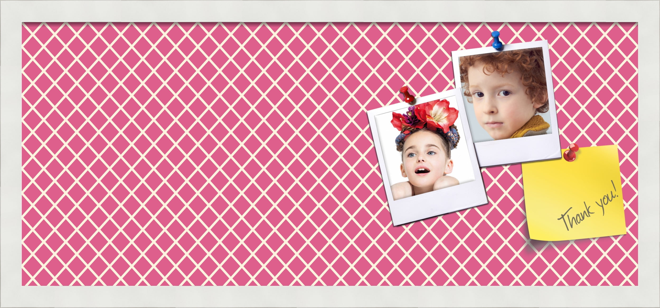 PinPix 28x12 Custom Cork Bulletin Board Hot Pink Diamond Poster Board ...