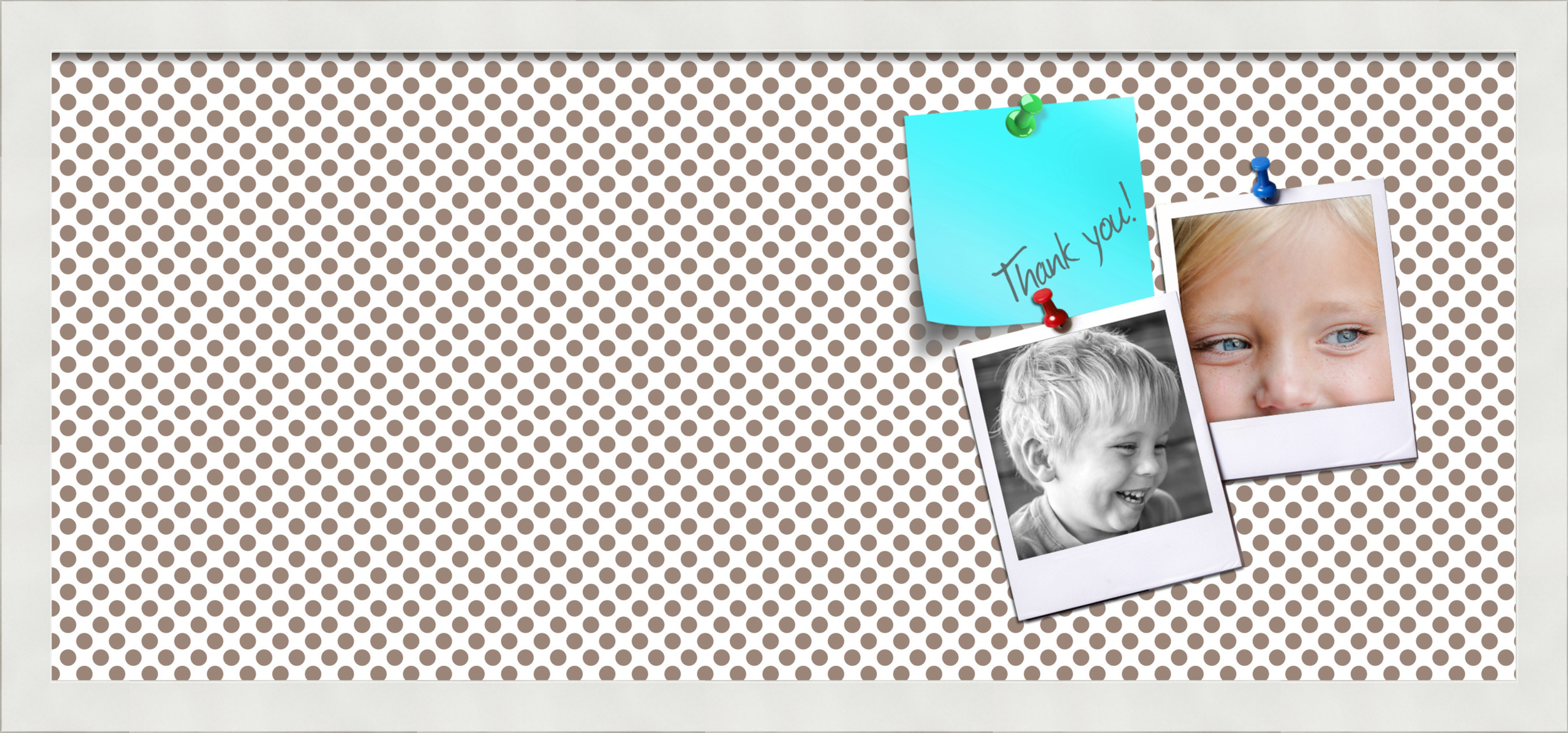 PinPix 28x12 Custom Cork Bulletin Board Light Brown Polka Dot Poster ...