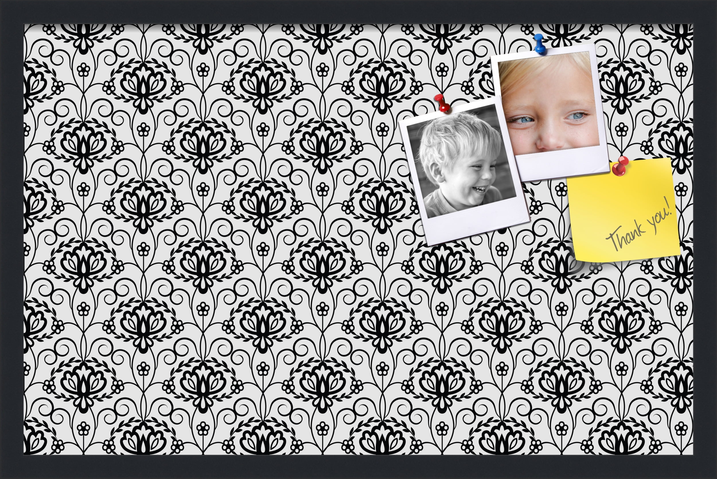 PinPix 28x18 Custom Cork Bulletin Board Grand Floral Motif Poster Board ...